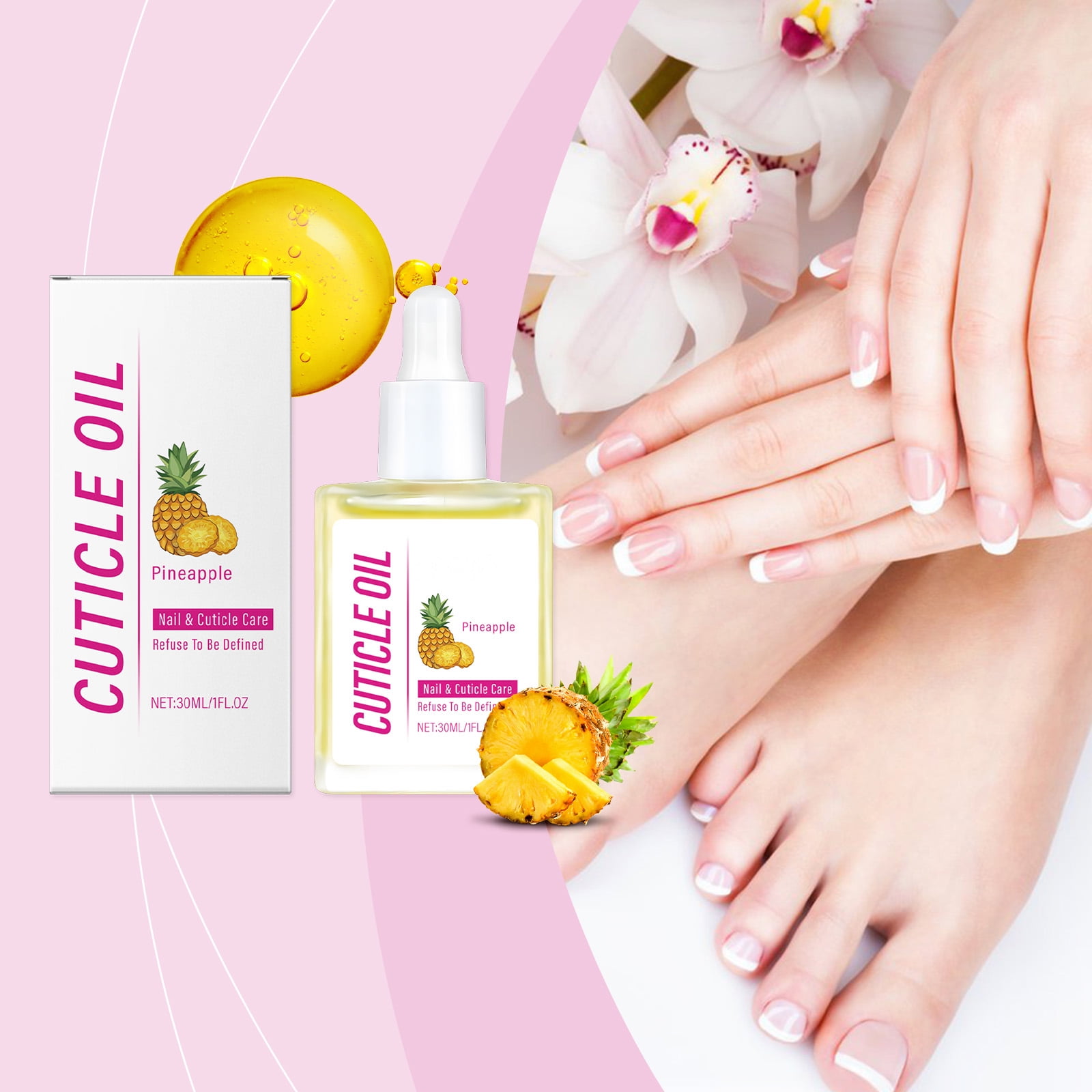 3PCS Organic Cuticle Oil for Nails: Pineapple Jojoba Nail Oil with Vitamin B & E - Moisturizes ...