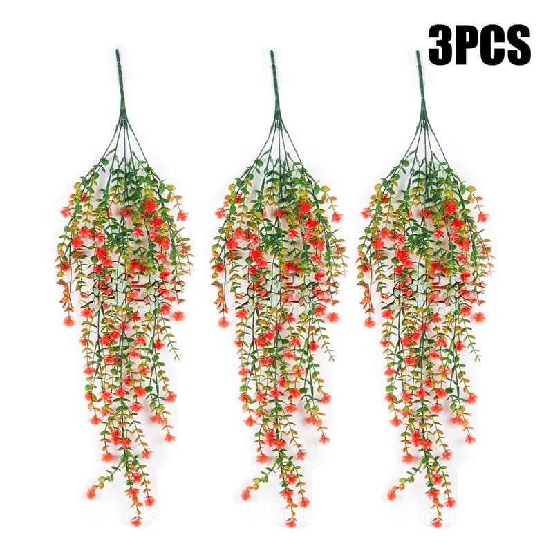 3PCS Outdoor Fake Hanging Plants,Hanging Plant Vine,Faux Eucalyptus ...