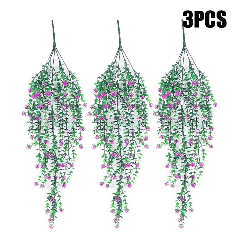 3PCS Outdoor Fake Hanging Plants,Hanging Plant Vine,Faux Eucalyptus ...