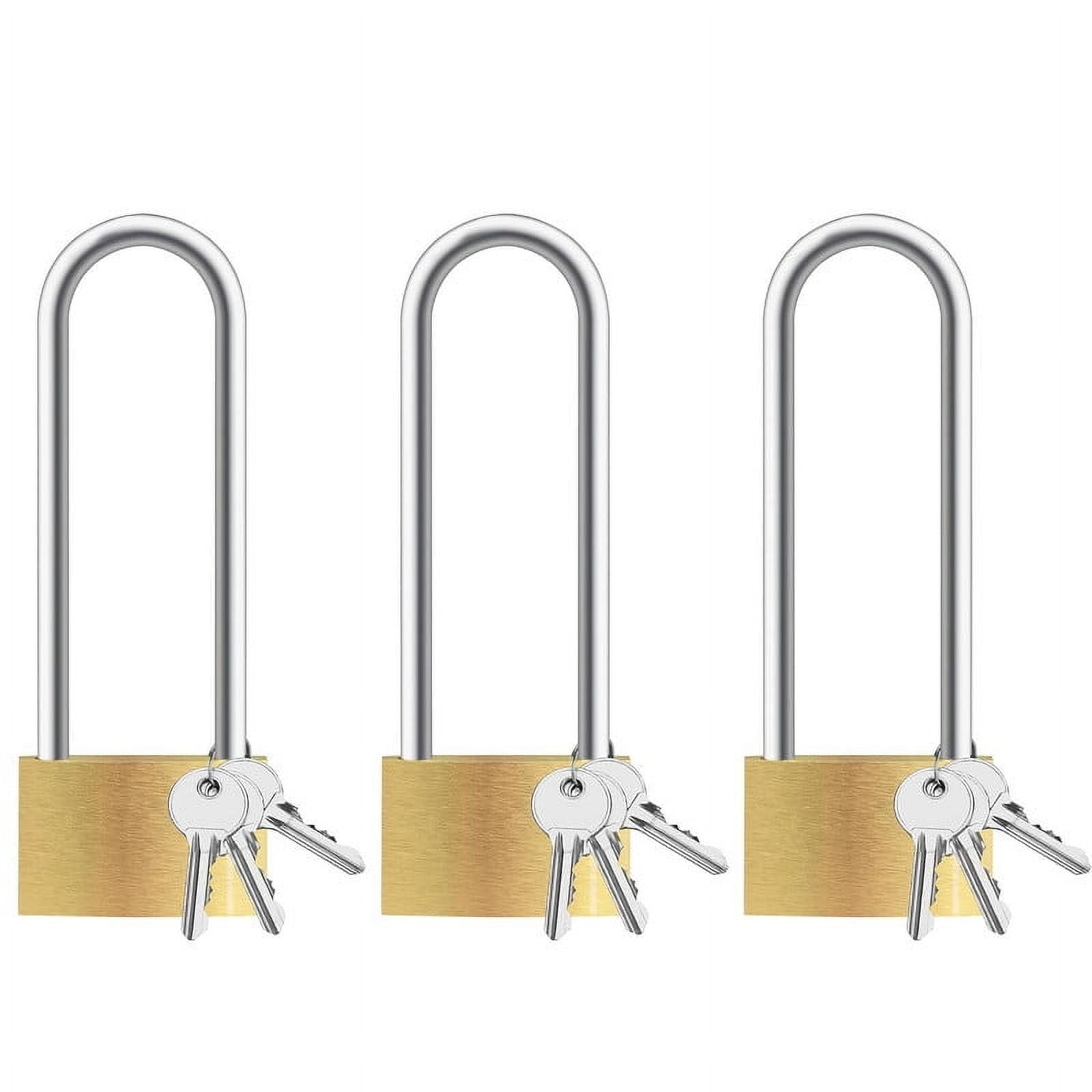 3PCS Outdoor Padlock Weatherproof, Long Padlock, Solid Brass Padlock ...