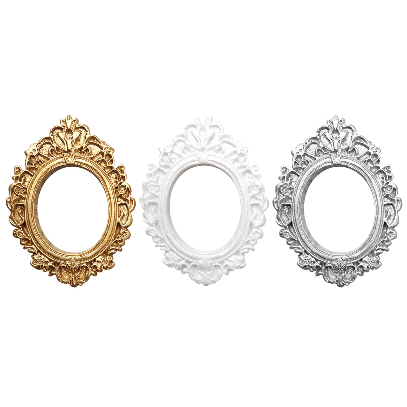 3PCS Oval Picture Frames Vintage Gold Frame Mini Picture Frames Small ...
