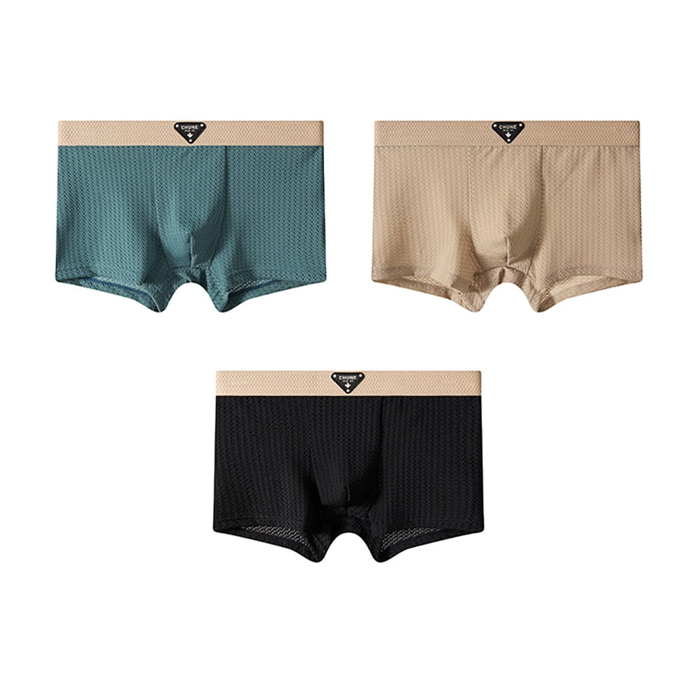 3PCS/Pack Smooth Super Soft Ice Silk Solid Boxers Hombre Breathable ...