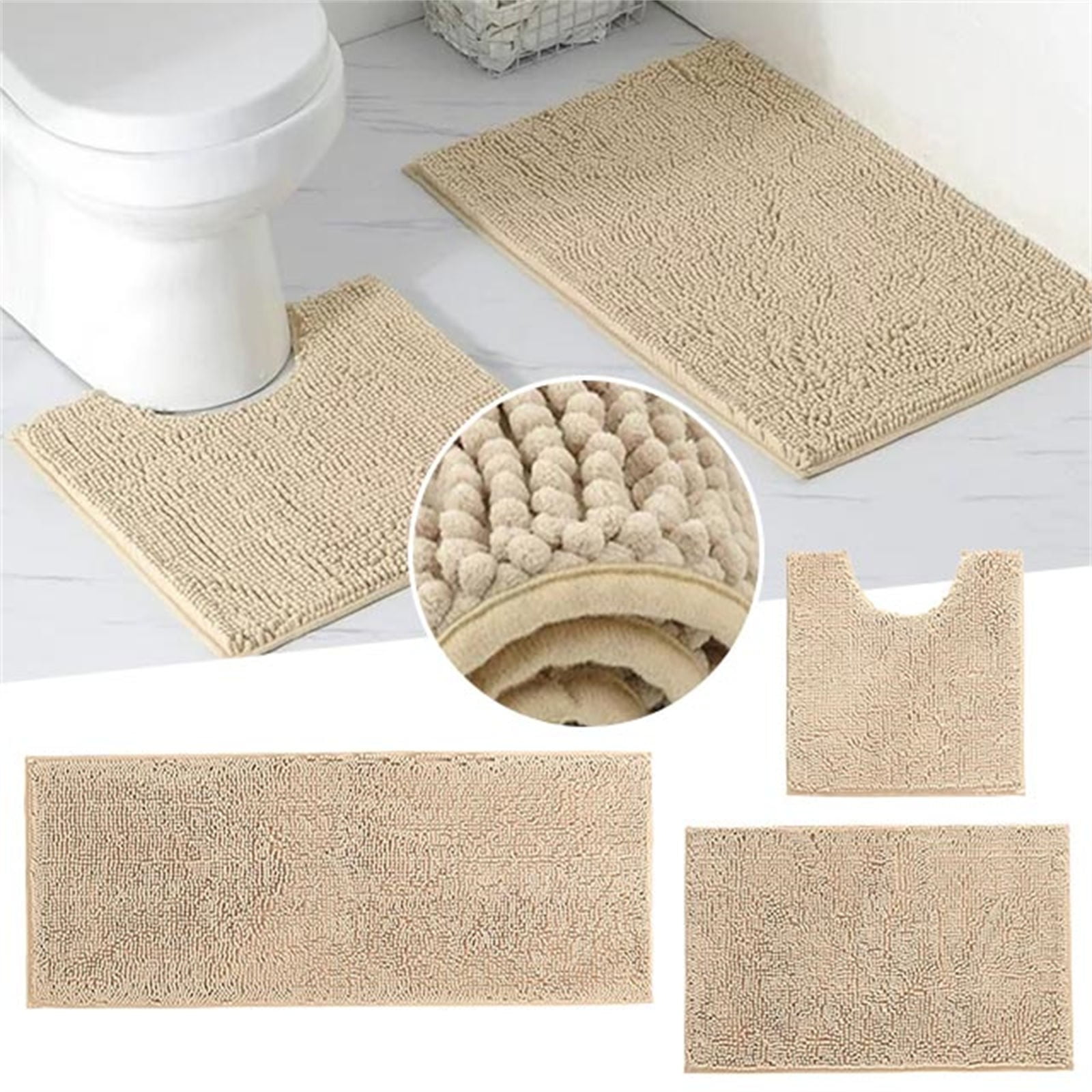 3PCS Pad 40 × 60+50 × 50 (U)+50 × 80 Cm Floor Mat Bathroom Three Set ...