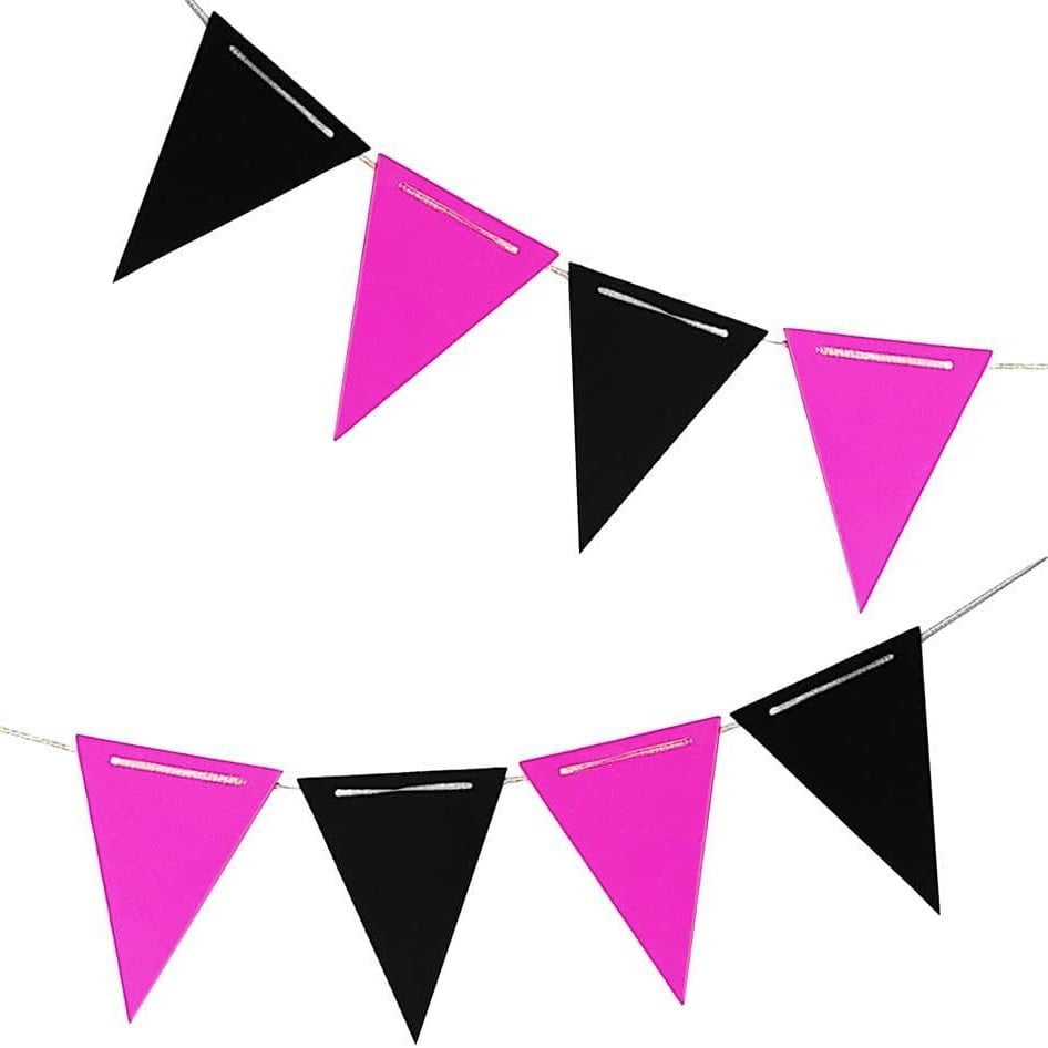 3PCS Party Decorations Maroon Champagne Gold Triangle Flag Bunting ...