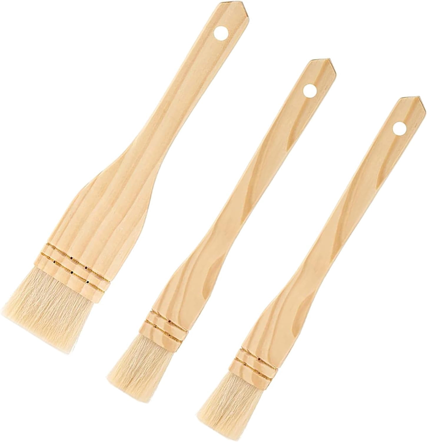 3PCS Pastry Brushes Basting Oil Brush with Goat Bristles and Hardwood ...