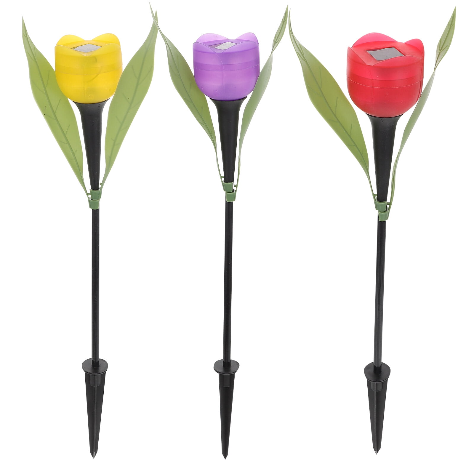 3PCS Per Set Mixed Color Outdoor Solar Tulip Flower Shape LED Light ...