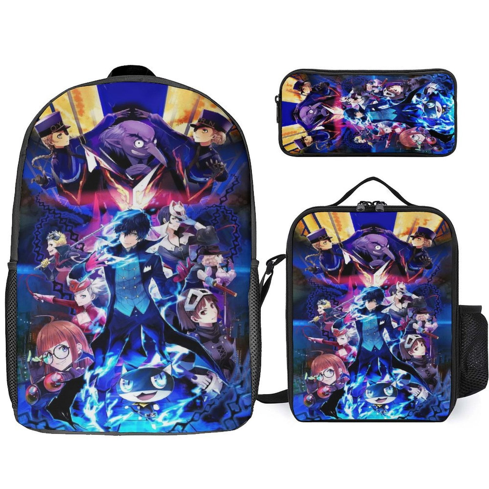 3PCS Per-Sona 5 Backpack Set Large Capacity Bookpacks With Lunch Box ...