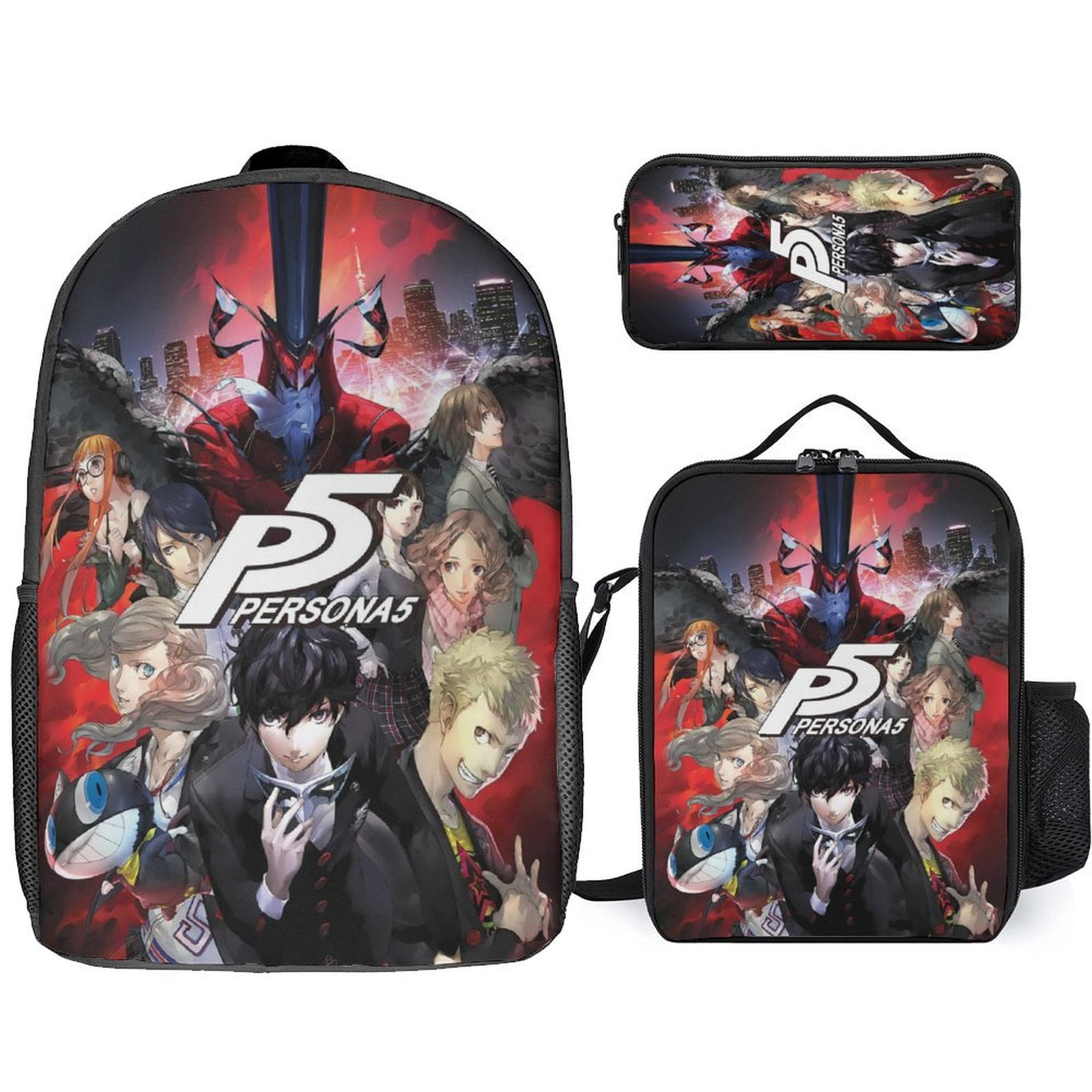 3PCS Per-Sona 5 Backpack Set Large Capacity Bookpacks With Lunch Box ...