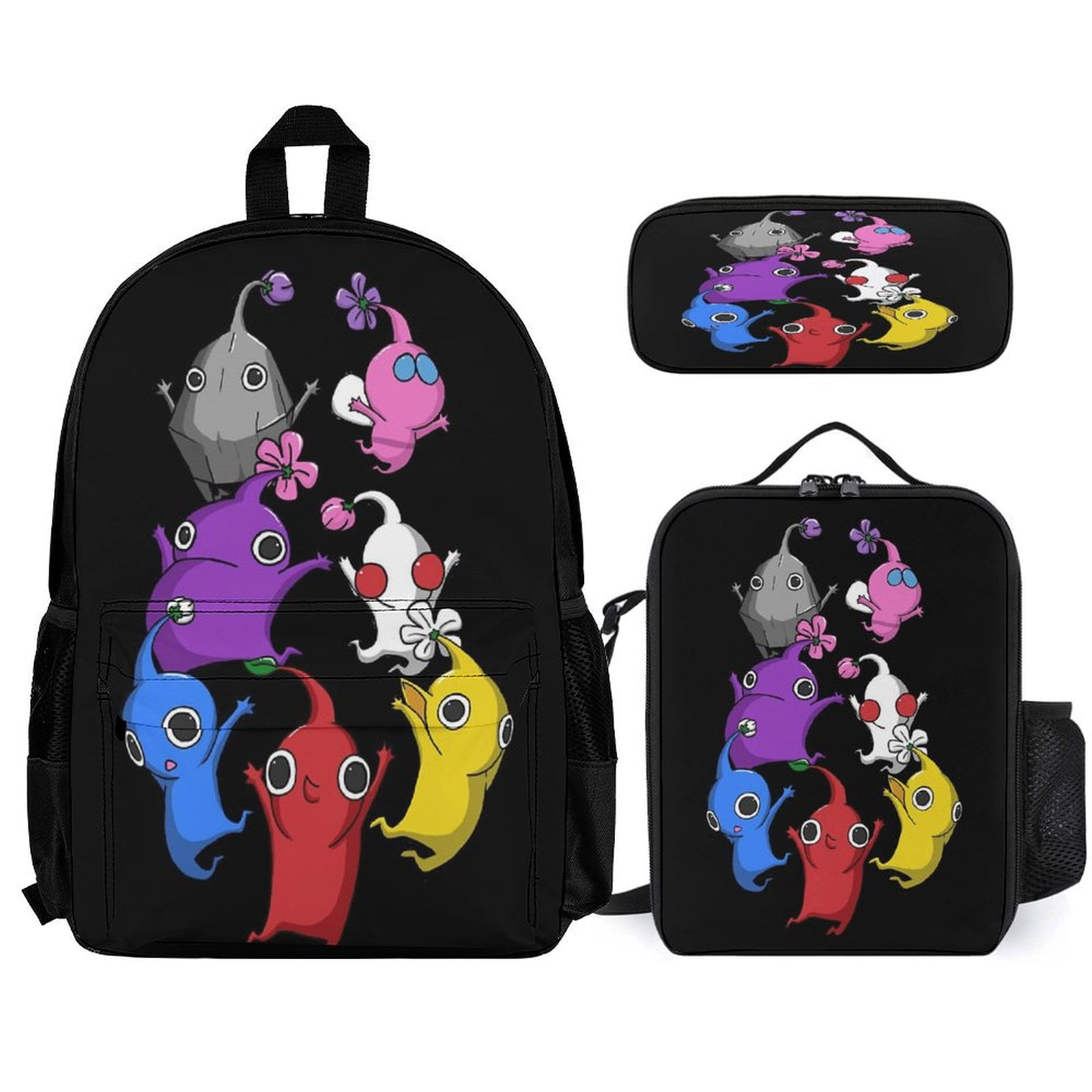 3PCS Pikmin Backpacks Set Backpack with Lunch Box Pencil Case Backpack ...