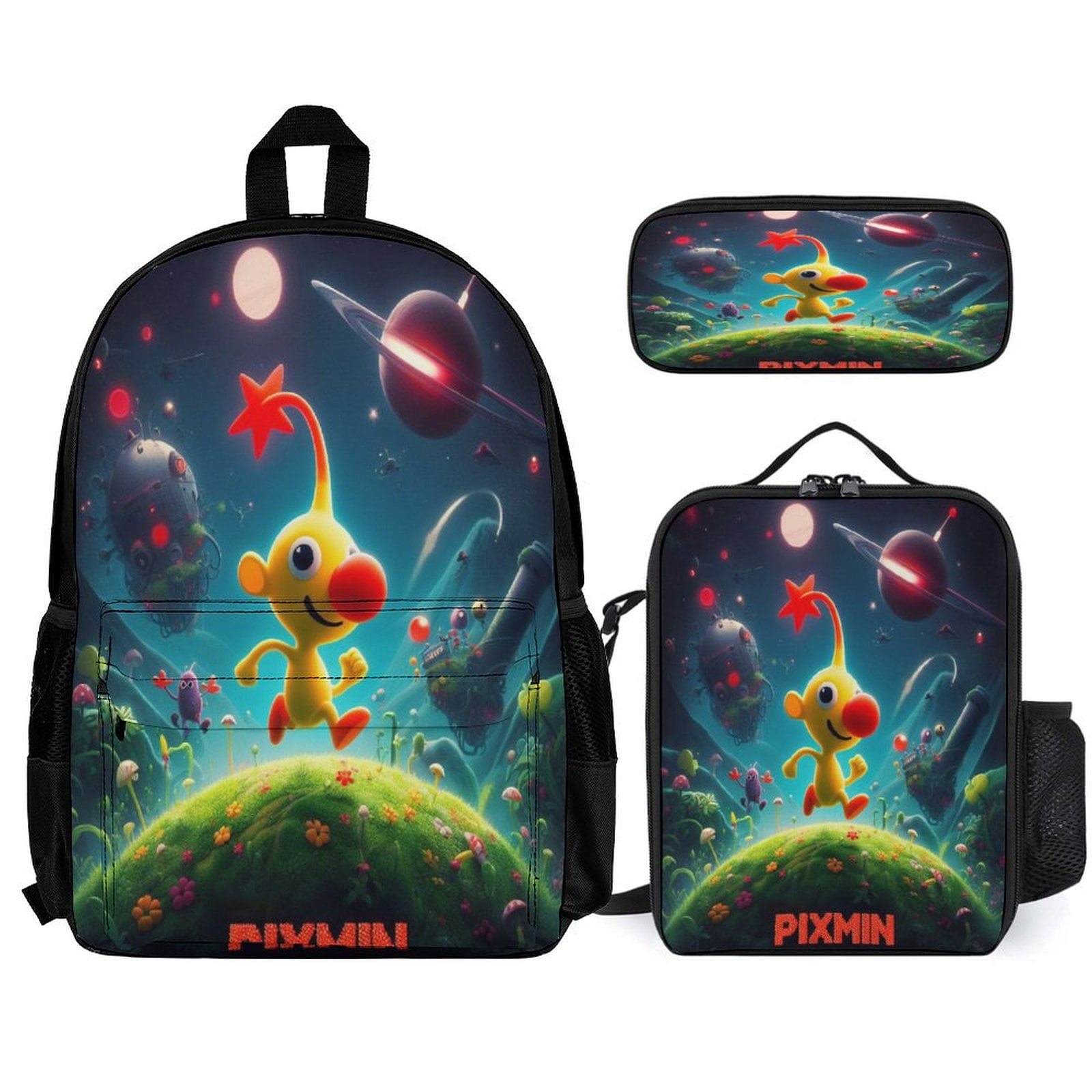 3PCS Pikmin Backpacks Set Backpack with Lunch Box Pencil Case Backpack ...