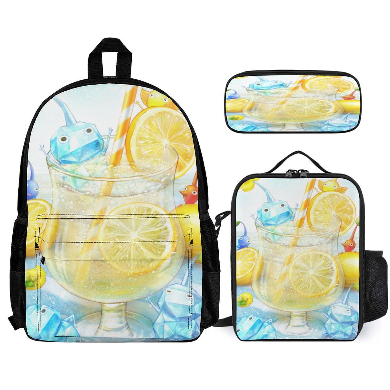 3PCS Pikmin Backpacks Set Backpack with Lunch Box Pencil Case Backpack ...