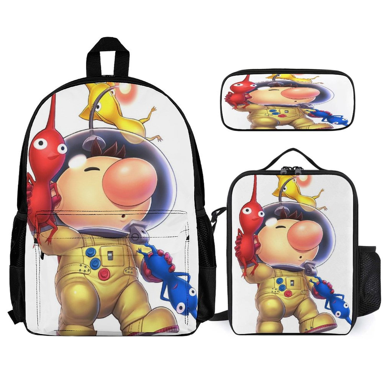 3PCS Pikmin Backpacks Set Backpack with Lunch Box Pencil Case Backpack ...
