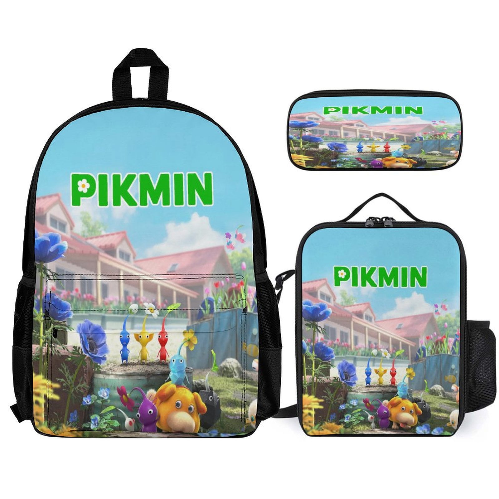 3PCS Pikmin Backpacks Set Backpack with Lunch Box Pencil Case Backpack ...