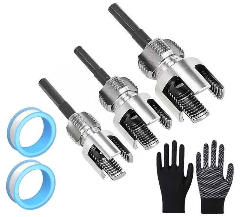 3PCS Pipe Threading Tool Set, 1/2", 3/4", 1" PVC Pipe Threader Kit with ...