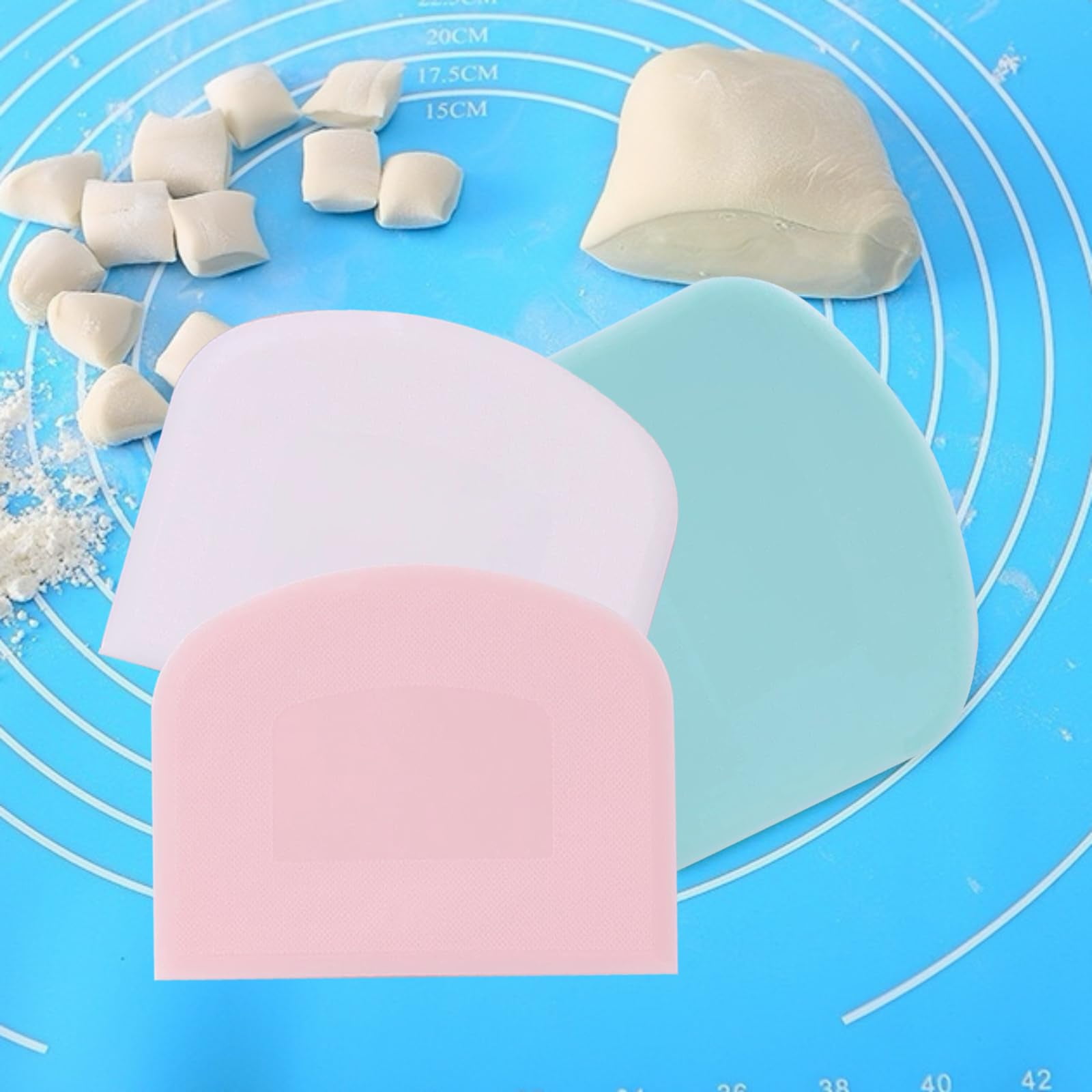 (3PCS) Plastic Flexible Dough & Bench Scrapers - Designed for Baking ...