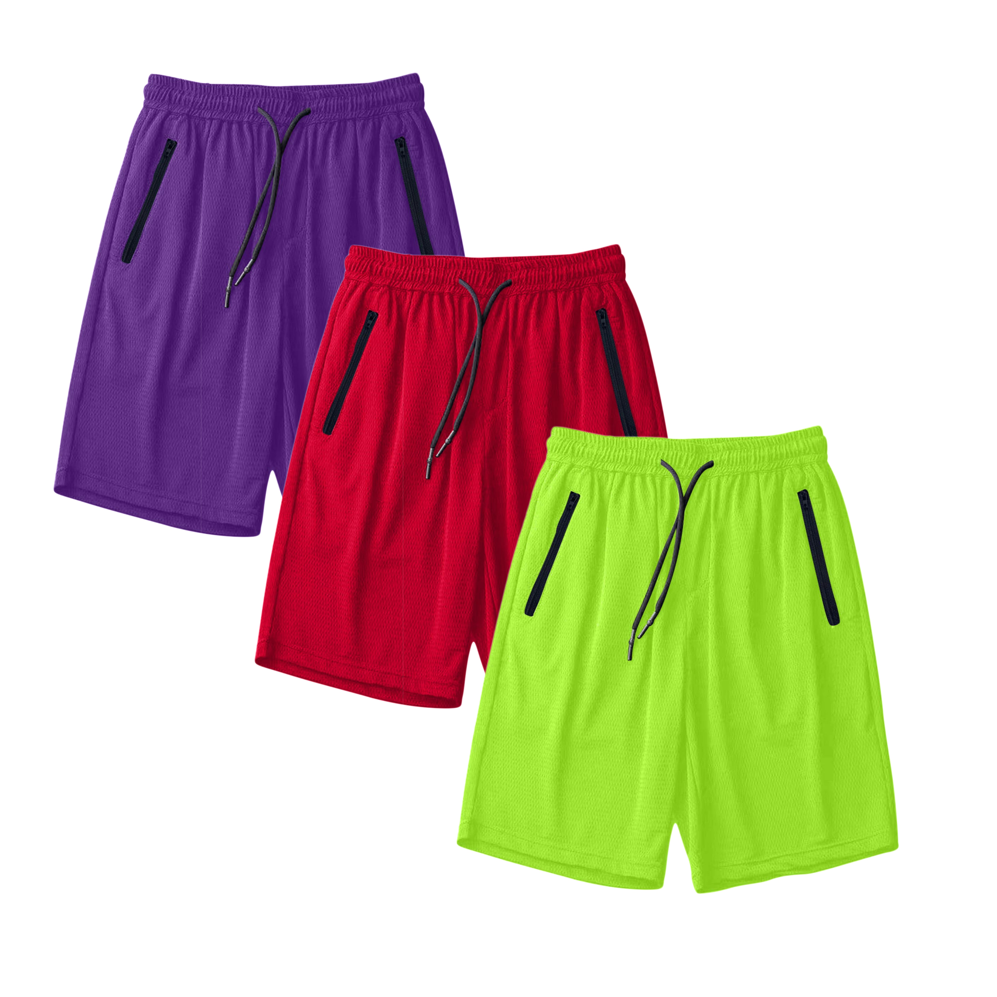 3PCS Pockets Workout Shorts Womens Ice Silk Fitness Running Stretch ...