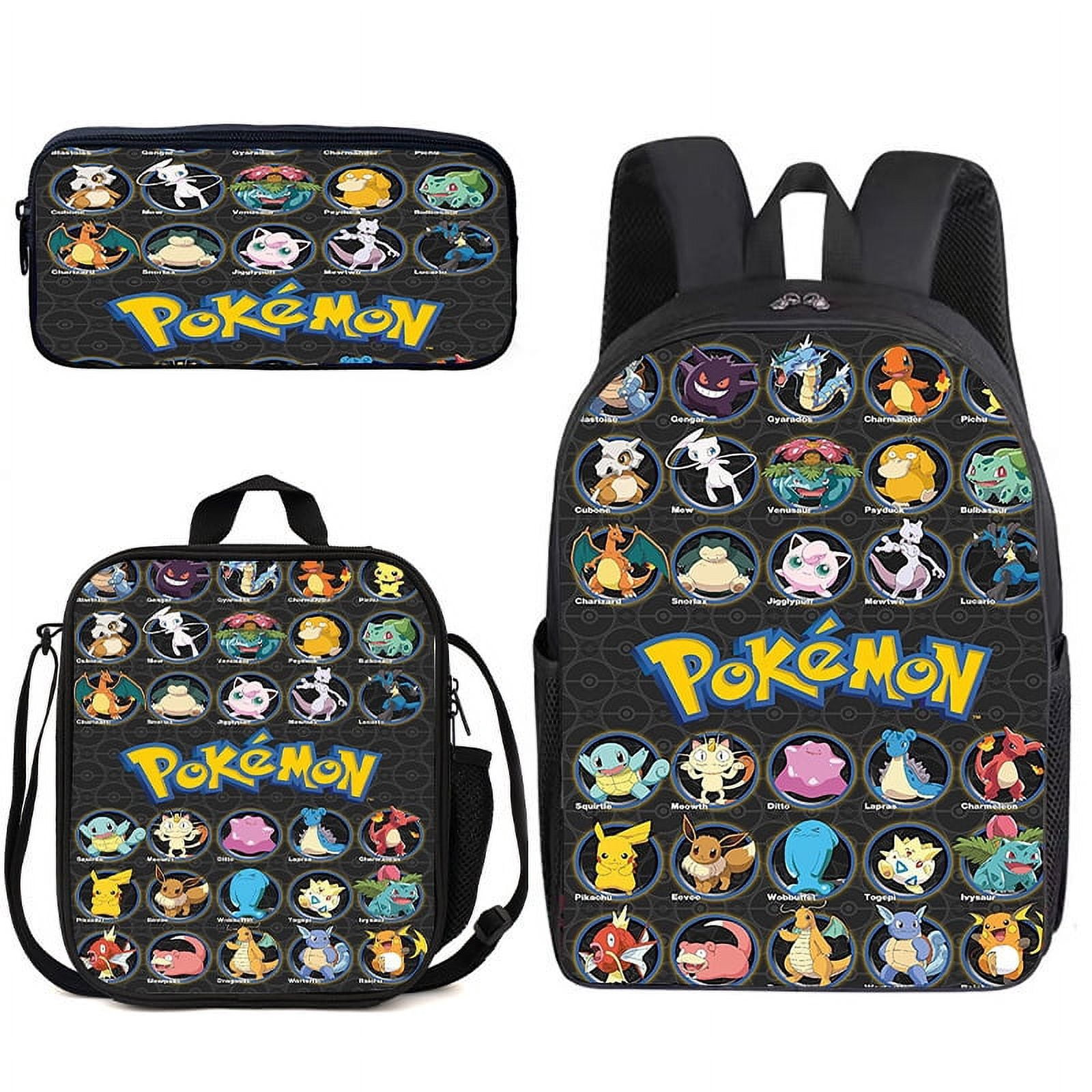 3PCS Pokemon_Pika-chu Backpack with Lunch Bag Pencil Case Cartoon ...