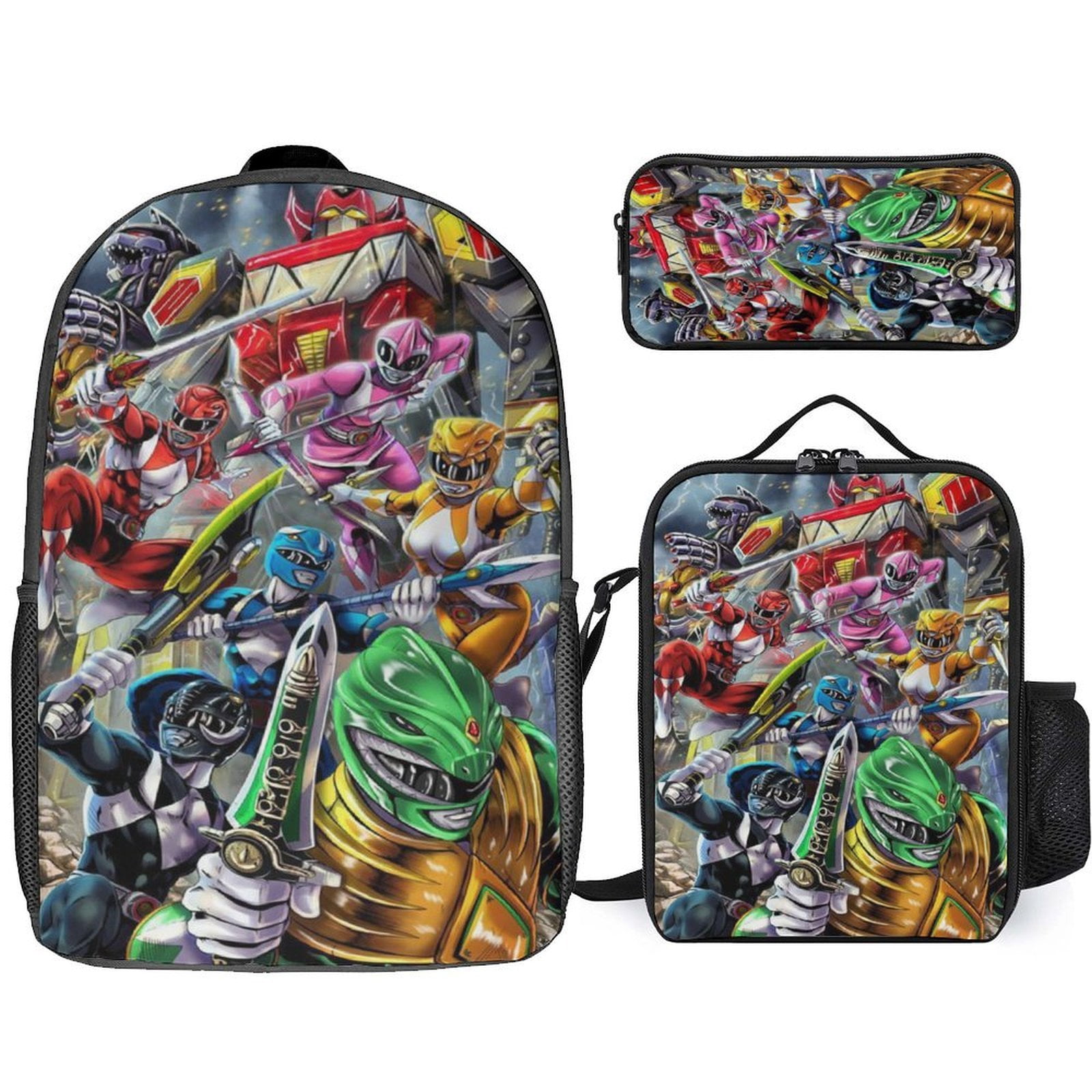 3PCS Power Team Ran-,Ger2 Backpack Set Large Capacity Bookpacks With ...