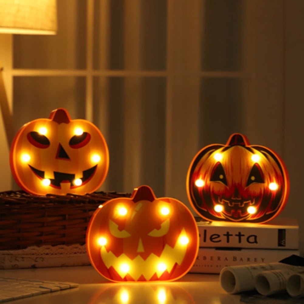 3PCS Prelit Halloween Pumpkins Sign Decor,Halloween Decorations Indoor ...