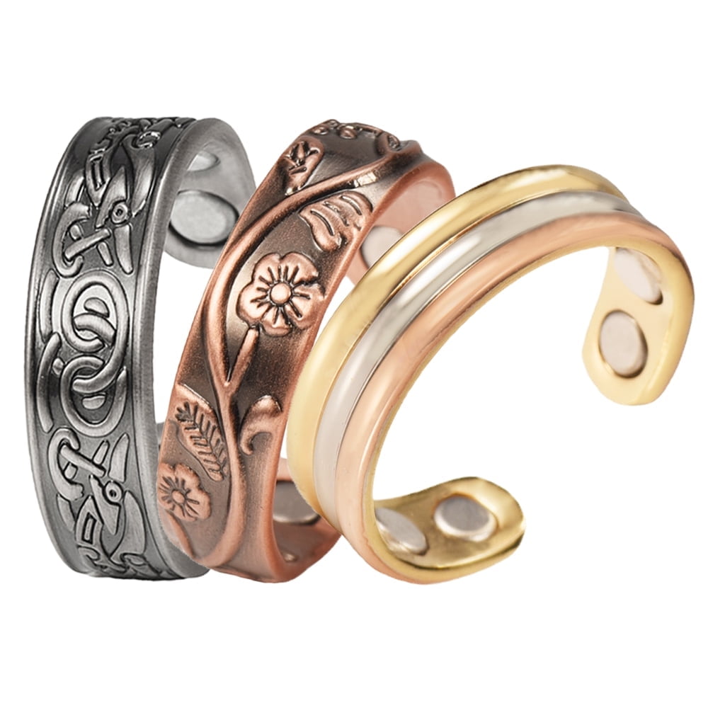 3PCS Pure Copper Rings Jewelry Set for Women, Magnetic Copper Rings ...