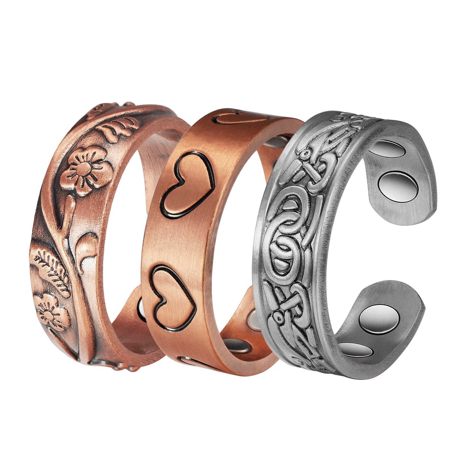 3PCS Pure Copper Rings Jewelry Set for Women, Magnetic Copper Rings ...