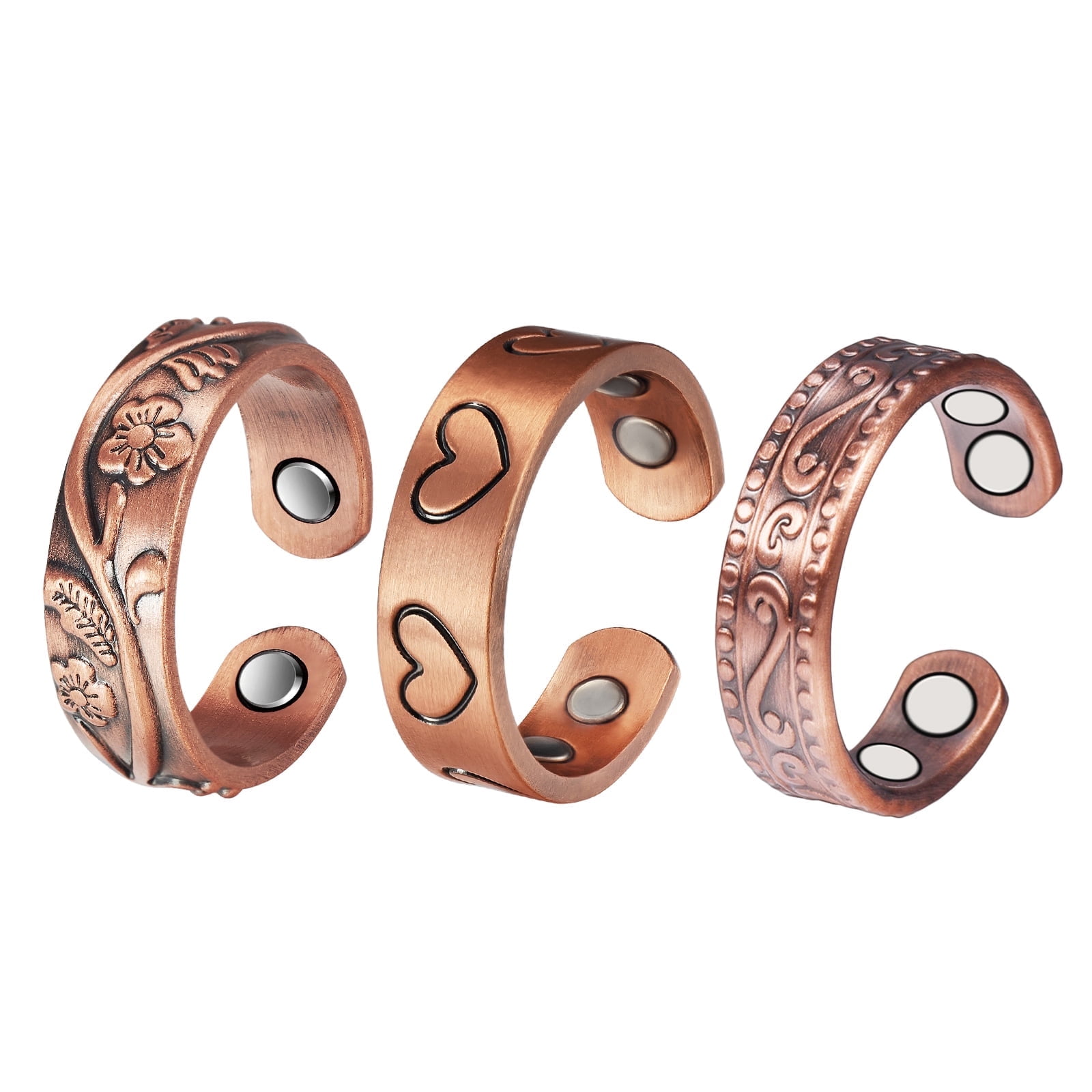 3PCS Pure Copper Rings Jewelry Set for Women, Magnetic Copper Rings ...