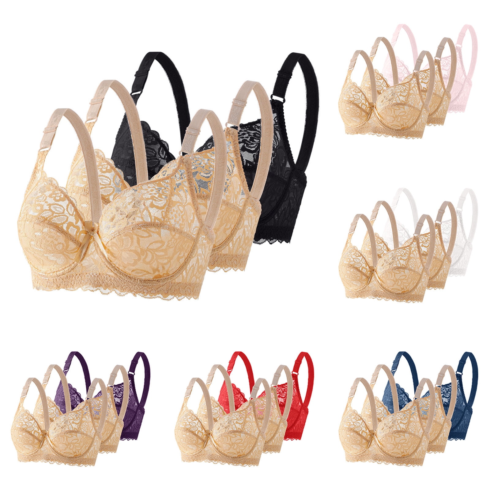 3PCS Push up Bras for Women Plus Size Comfortable Supportive Bras ...