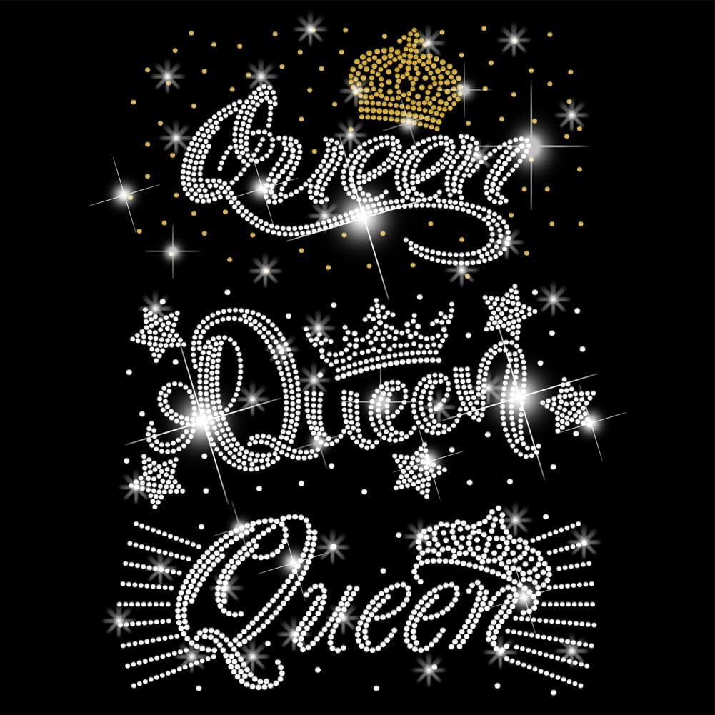 3PCS Queen and Crown Iron on Rhinestones Transfer Girl Bling Iron-on ...