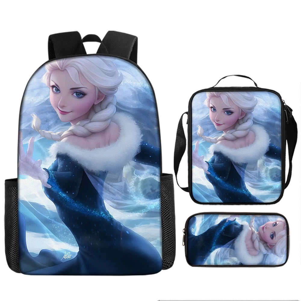3PCS Queen Elsa Anna Backpack, Shoulder Backpack with Insulated Lunch ...