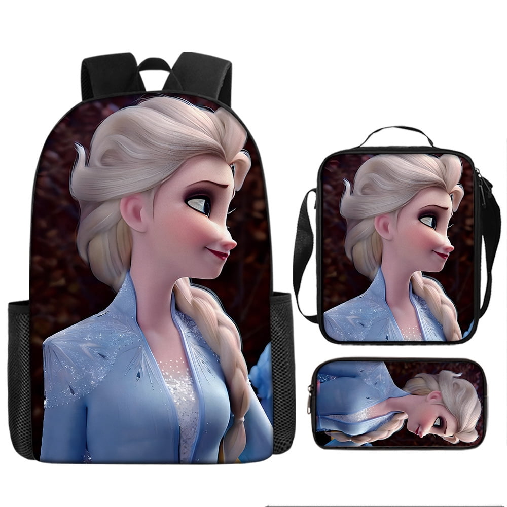 3PCS Queen Elsa Anna Backpack, Shoulder Backpack with Insulated Lunch ...
