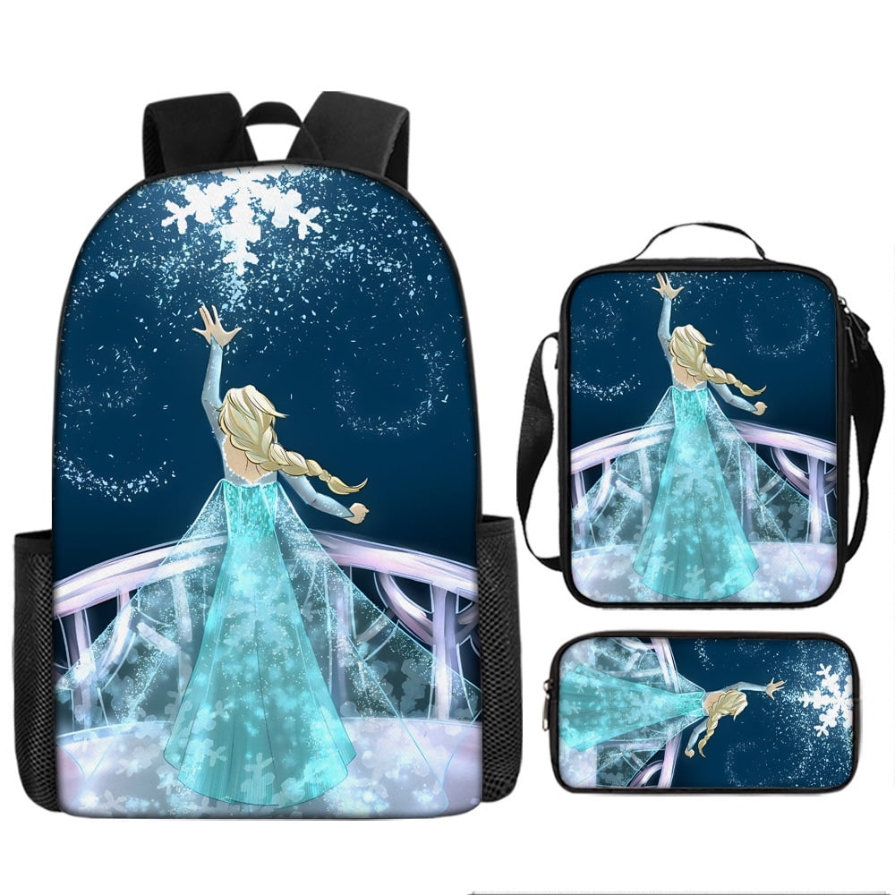 3PCS Queen Elsa Anna Backpack, Shoulder Backpack with Insulated Lunch ...