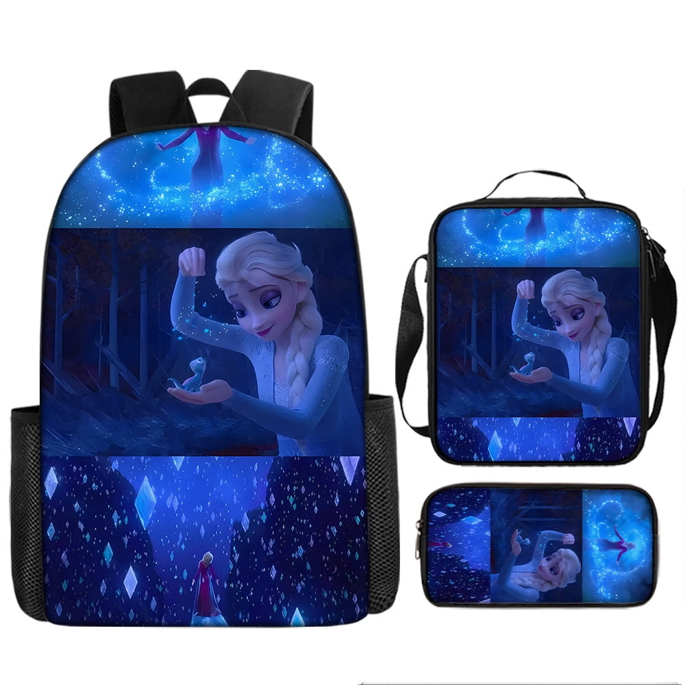 3PCS Queen Elsa Anna Backpack, Shoulder Backpack with Insulated Lunch ...