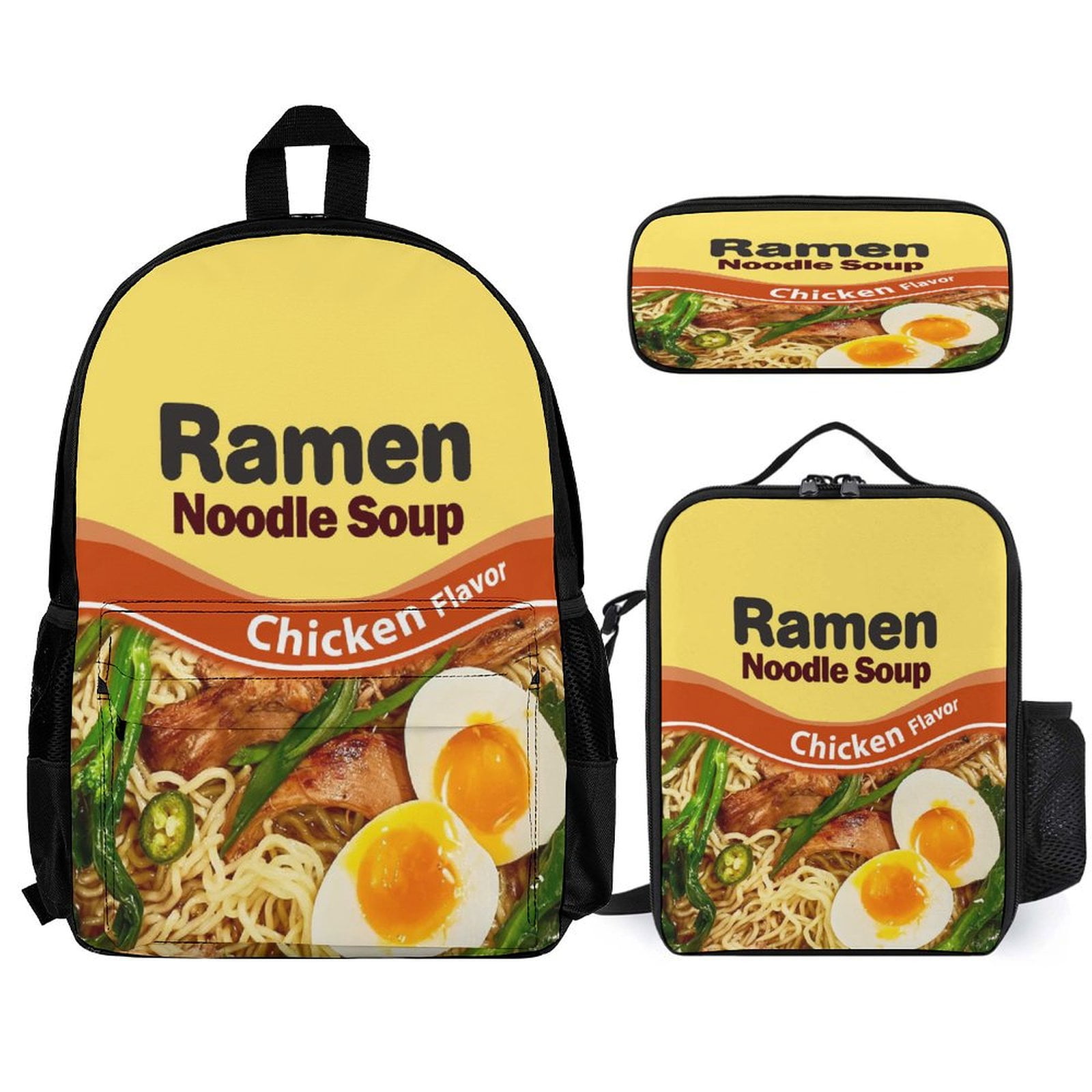 3PCS Ramen Noodle Chicken Backpacks Set Backpack with Lunch Box Pencil ...
