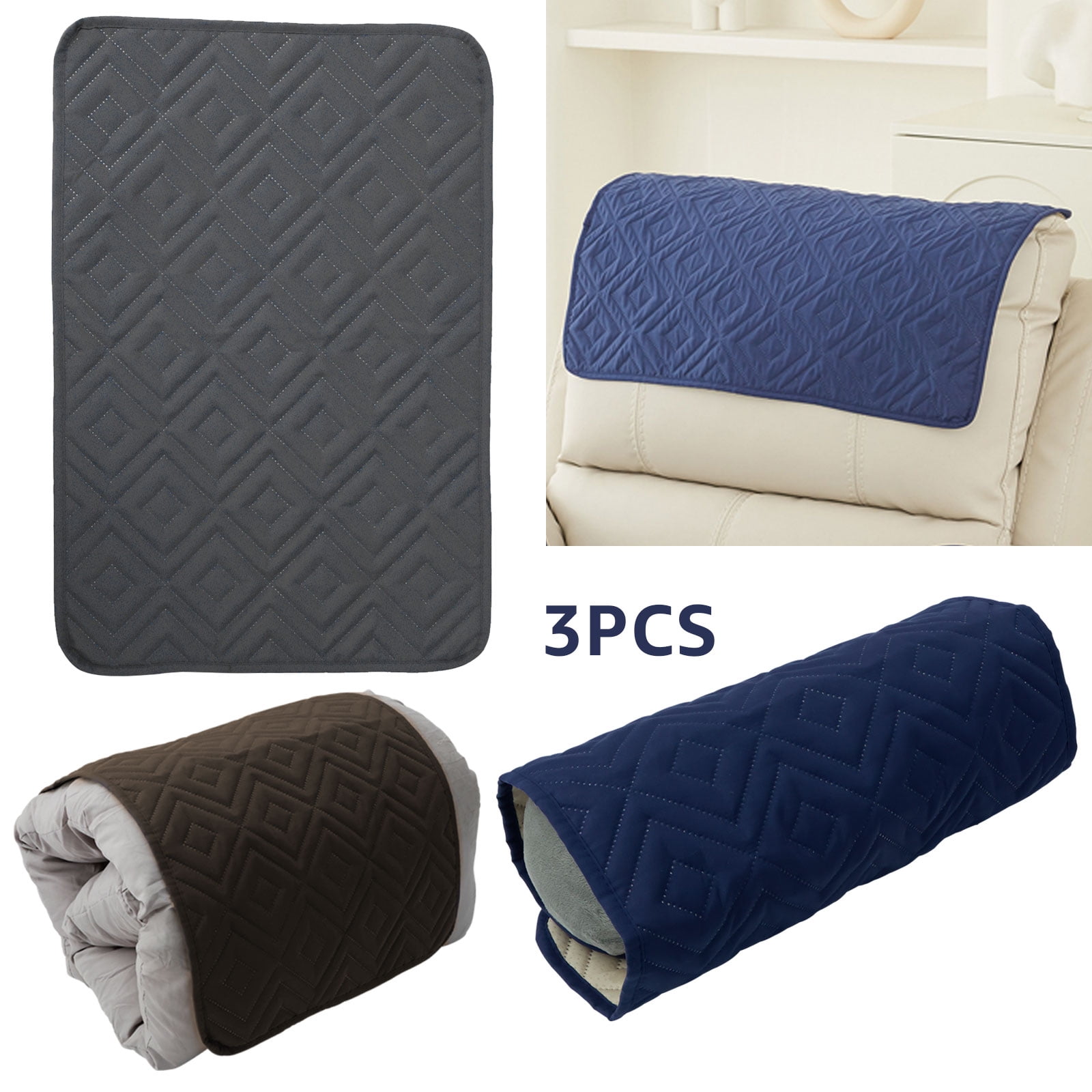 3PCS Recliner Headrest Protector Polyester Headrest Cover for Recliner Chair Wear Resistant Sofa ...