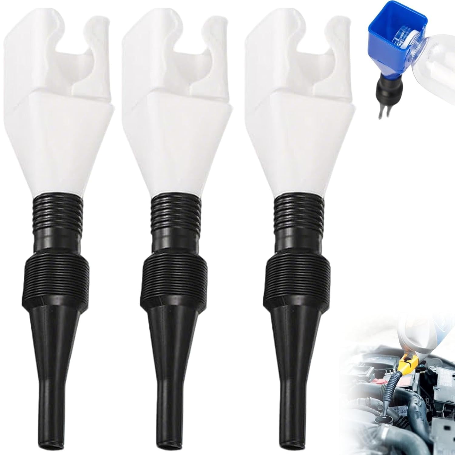 3PCS Retractable Funnel with Flexible Hose, Snap on Funnel for ...