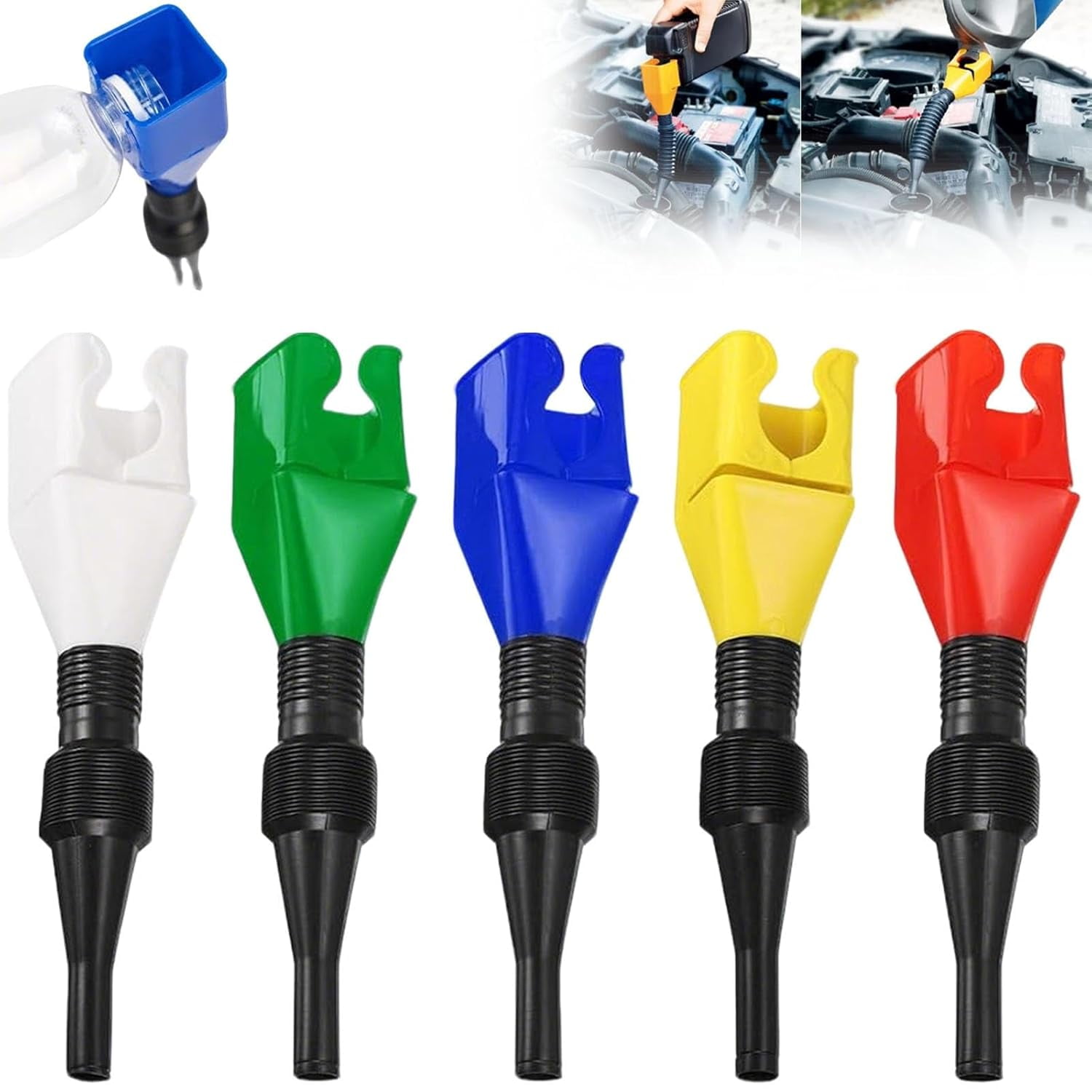 3PCS Retractable Funnel with Flexible Hose, Snap on Funnel for ...