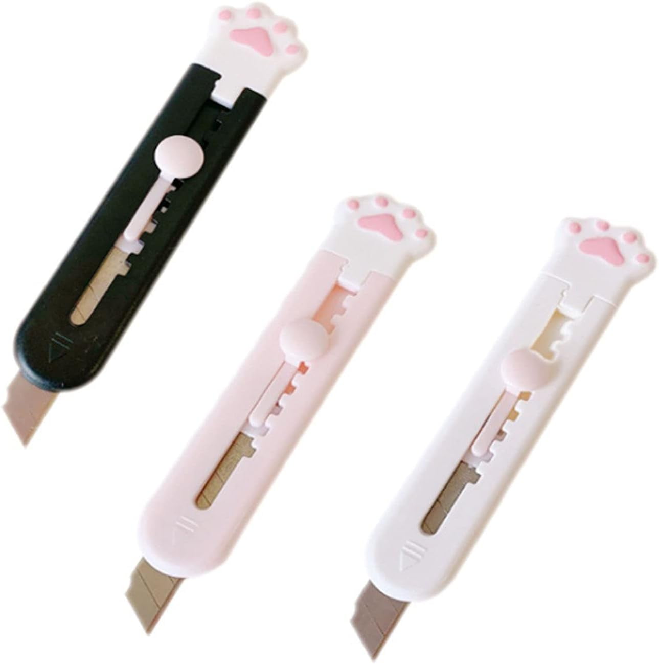 3PCS Retractable Utility Knives Cartoon Cat Paw Box Cutters Pointed ...