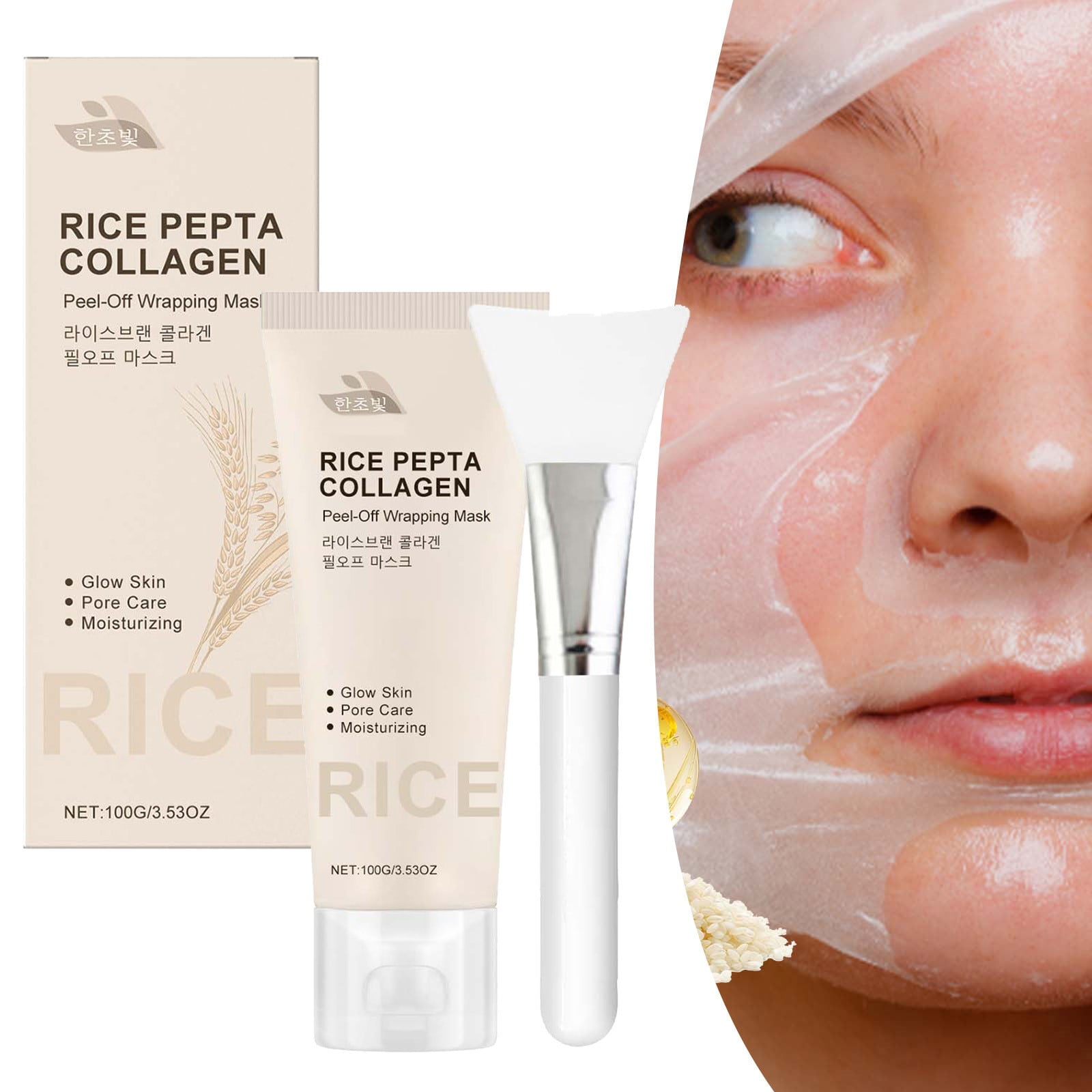 3PCS Rice Pepta Collagen Peeling Mask with Brush, 100g – Korean ...
