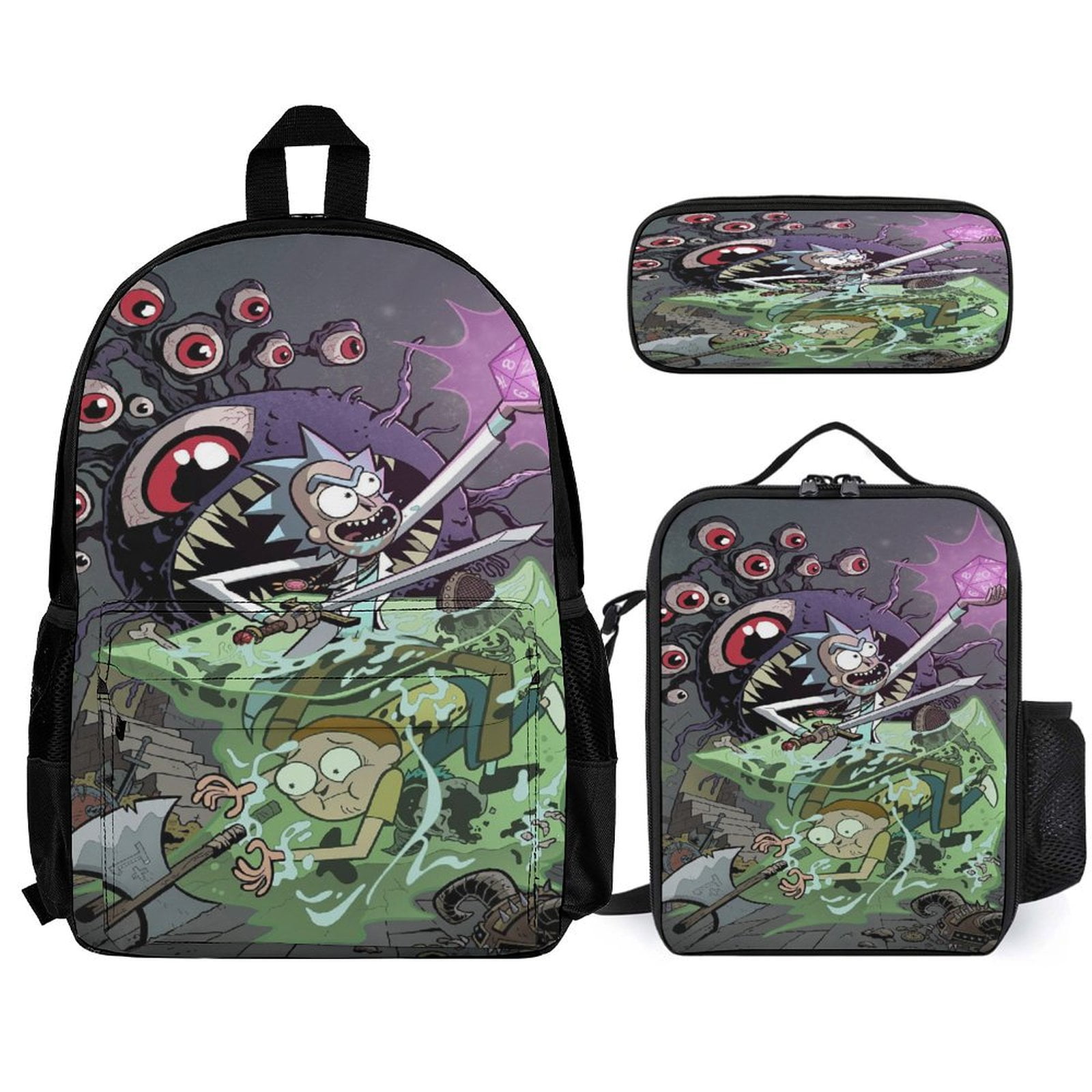 3PCS Rick And Morty Backpac Set Backpac with Lunch Box Pencil Case ...