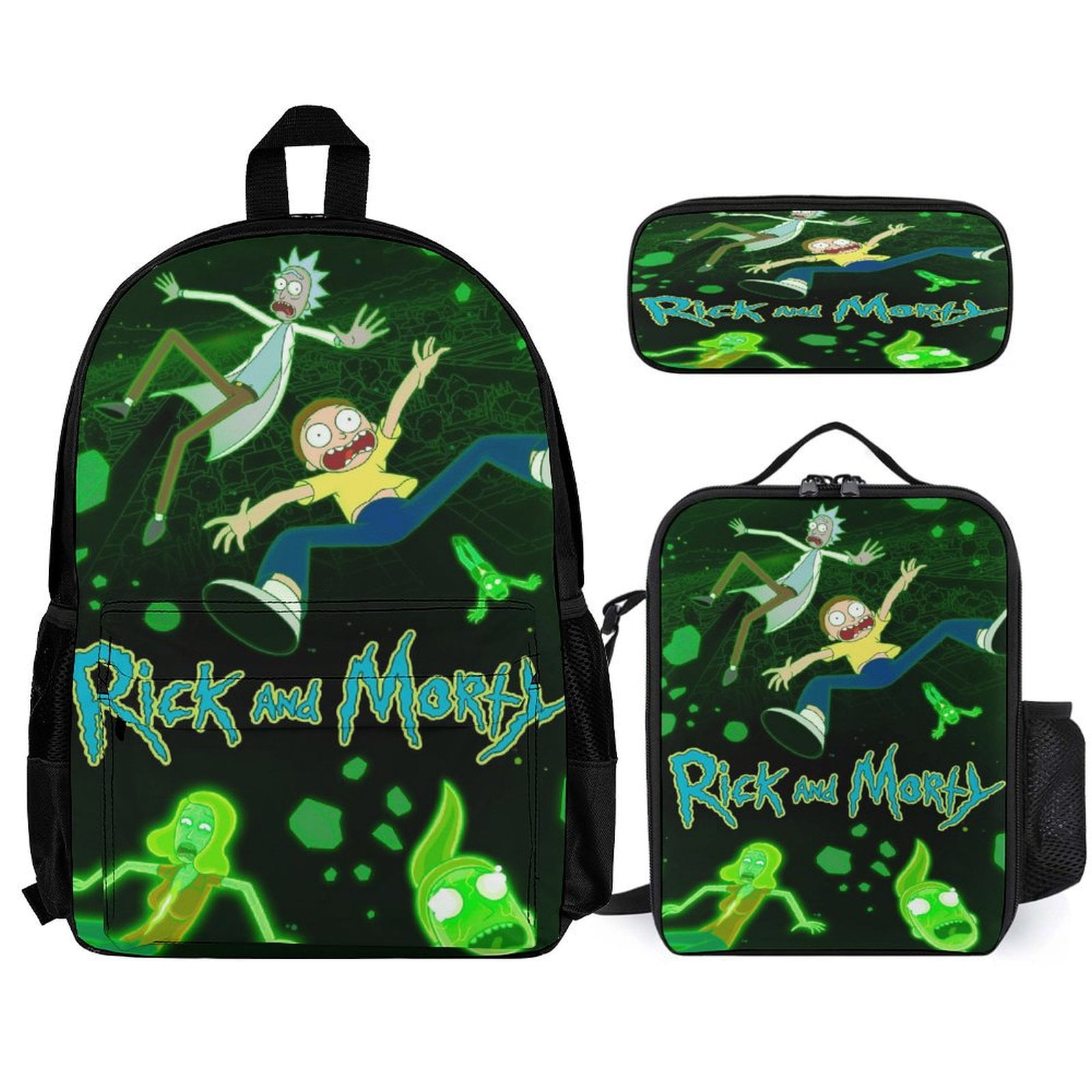 3PCS Rick And Morty Backpacks Set Backpack with Lunch Box Pencil Case ...