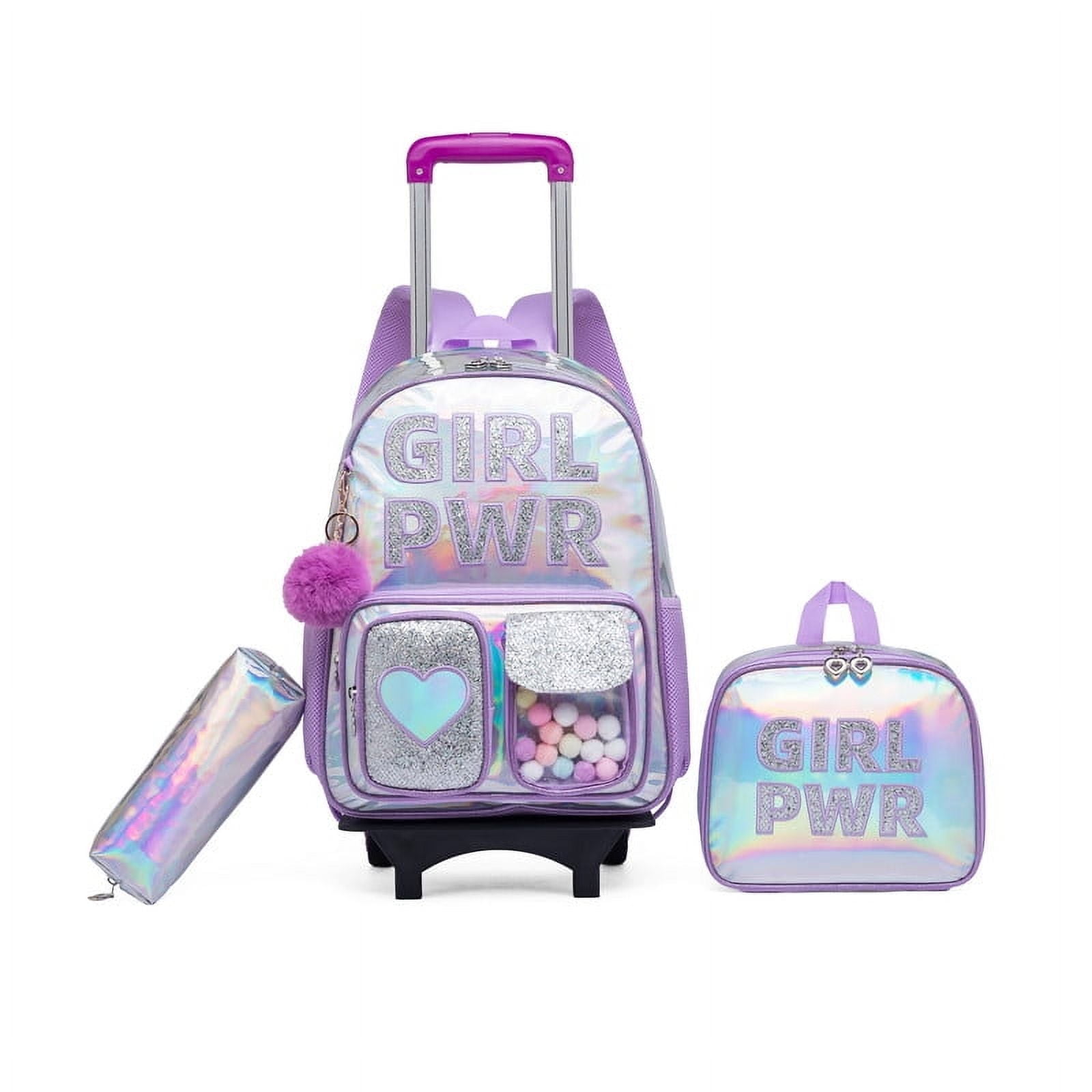 HTgroce Rolling Backpack for Girls with 3 Pieces Wheeled Backpacks for ...