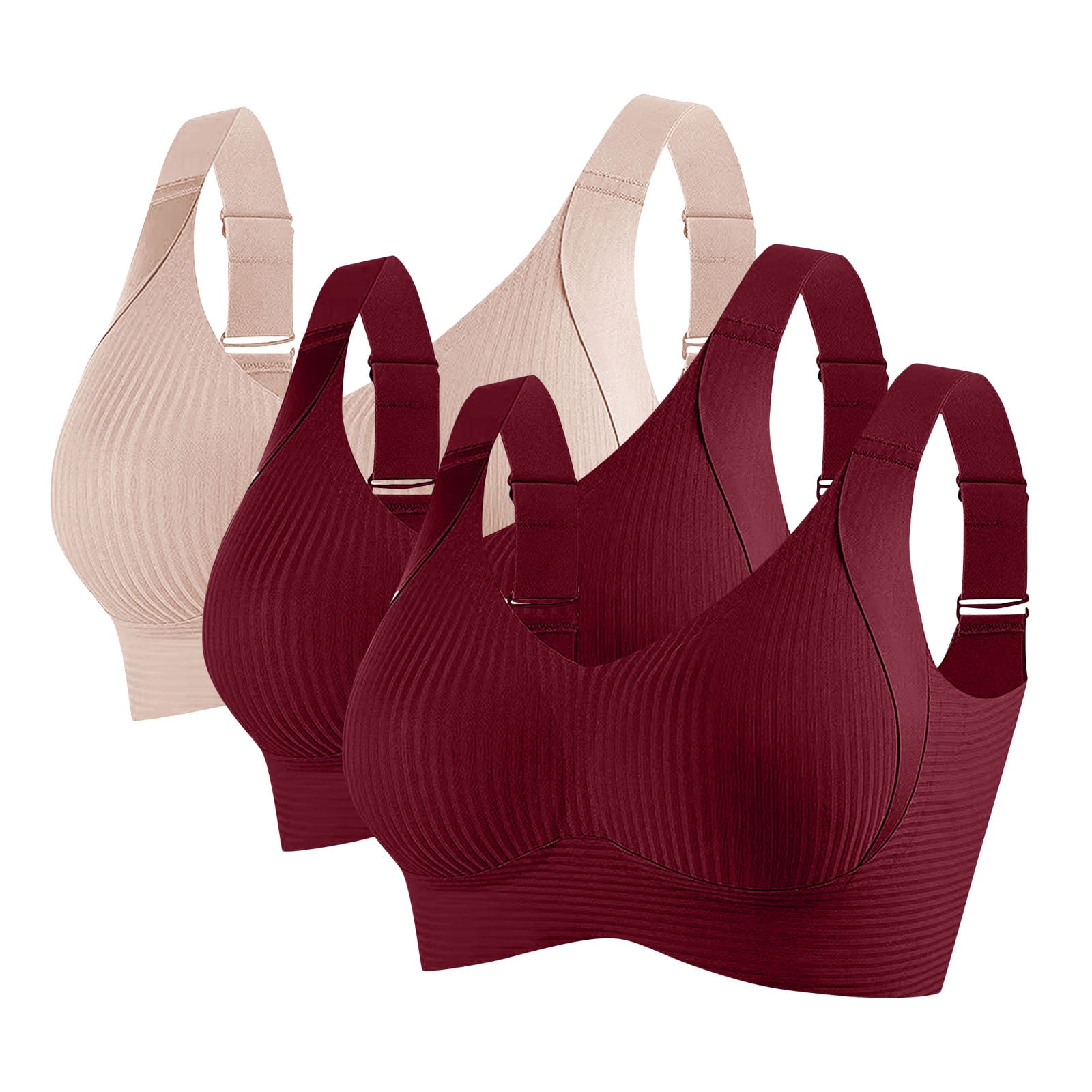3PCS Seamless Bras for Women 2025 Push Up Adjustable Bras Cozy Ribbed ...