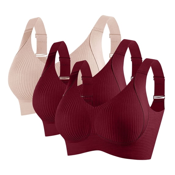 3PCS Seamless Bras for Women 2025 Push Up Adjustable Bras Cozy Ribbed ...