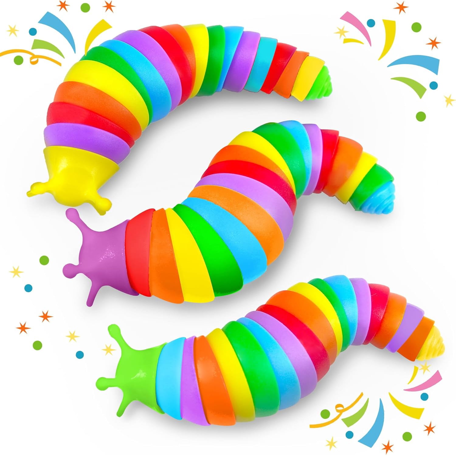 3PCS Sensory Fidget Slug Toys Pack, Easter Basket Stuffer for Toddler ...