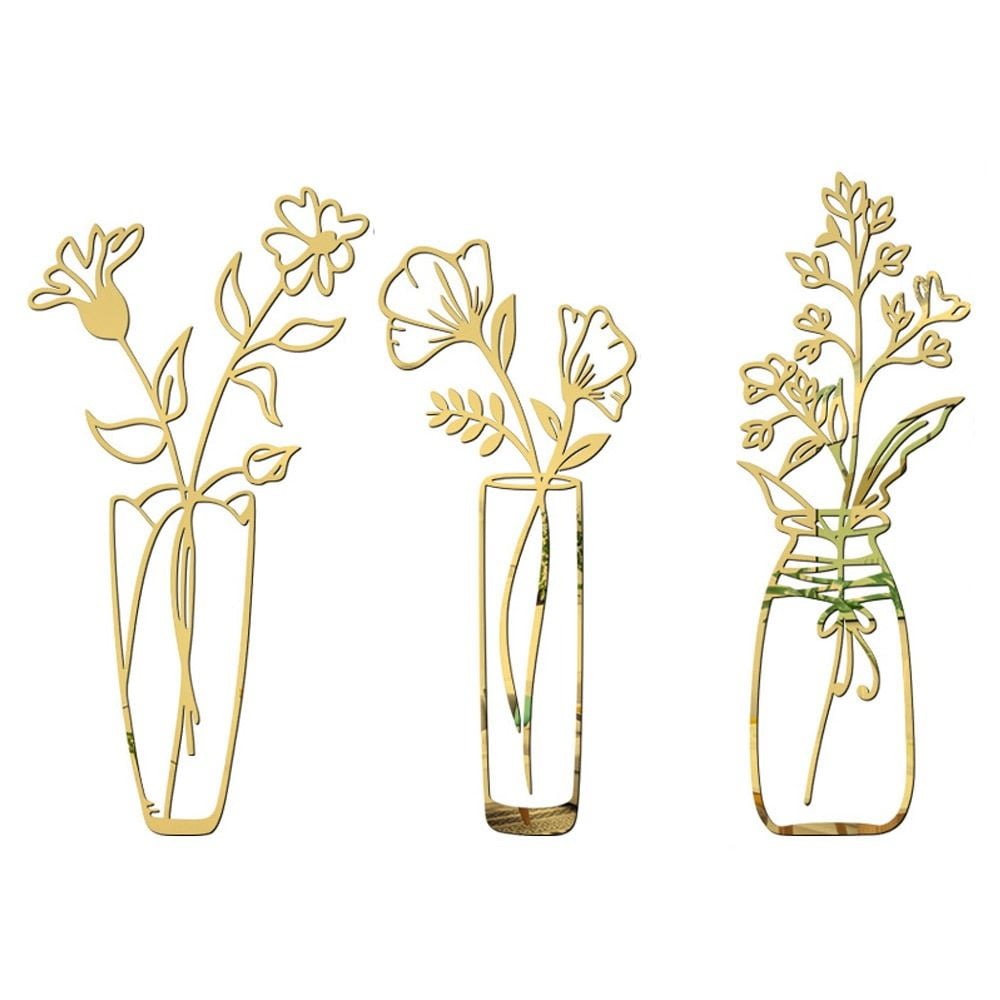 3PCS/Set Acrylic Self-adhesive Living Room Ornament Potting Plant Wall ...