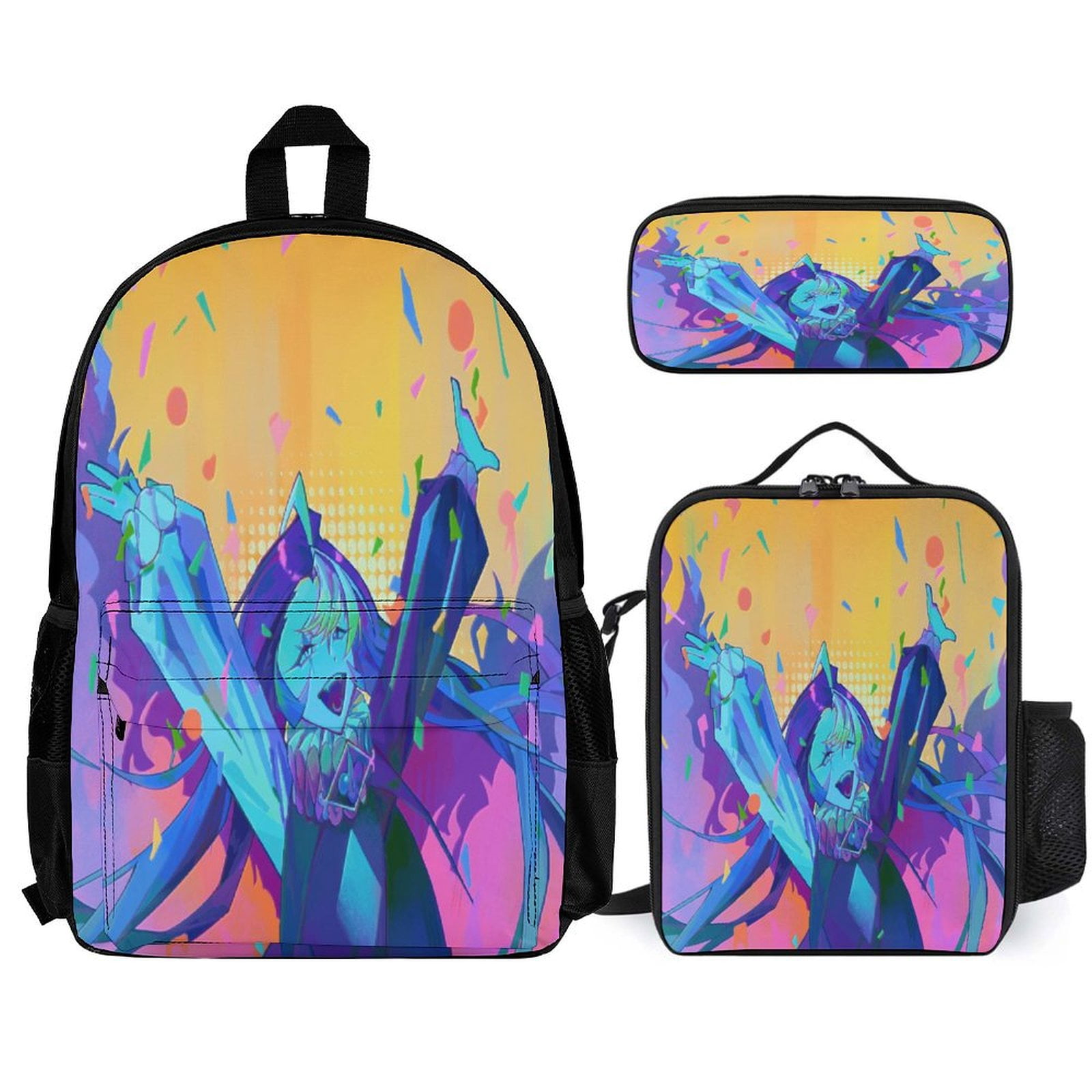 3PCS Shadow Milk Cookie Backpack Set with Front Pocket Large Capacity ...