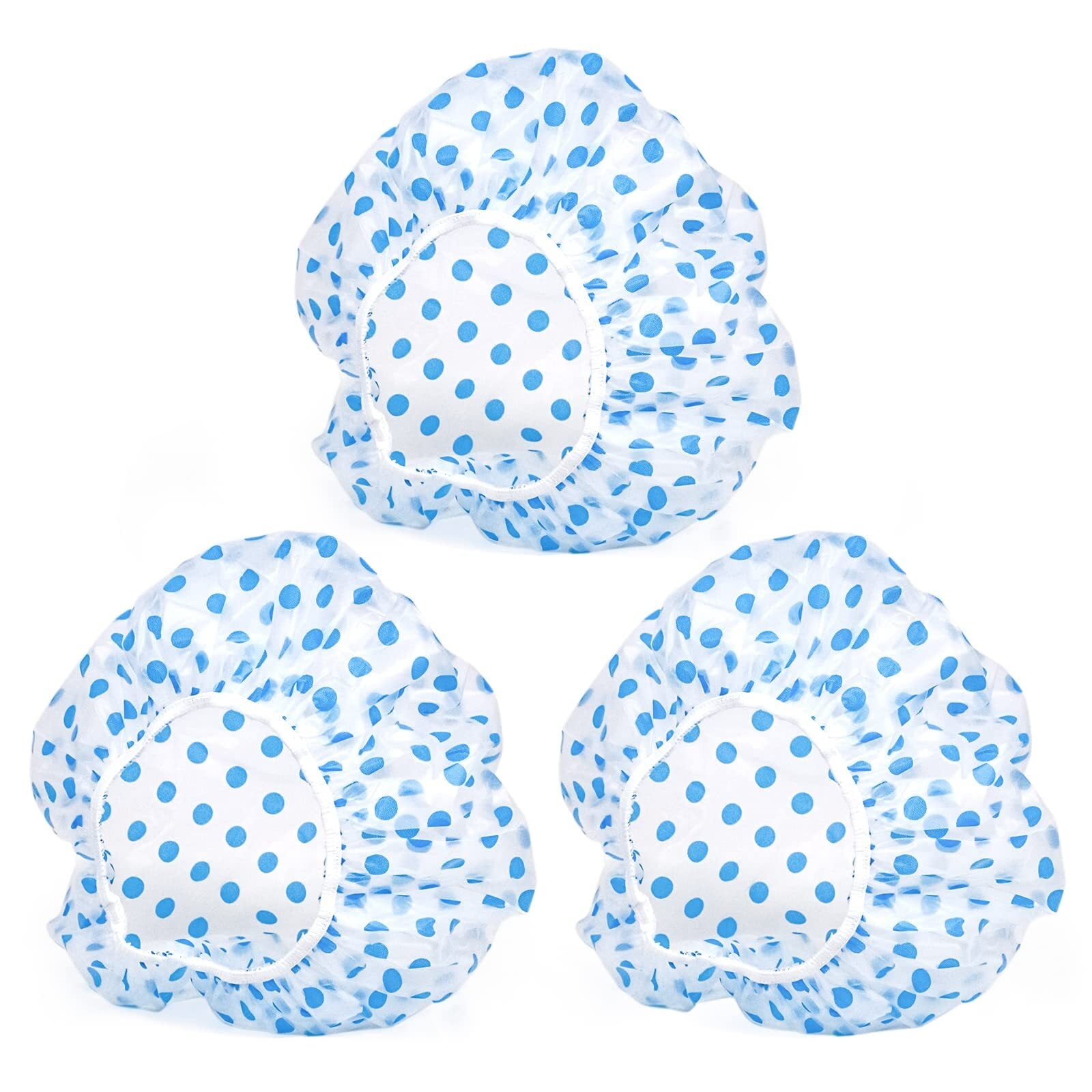3PCS Shower Caps, Elastic Reusable Waterproof Plastic Shower Cap for ...