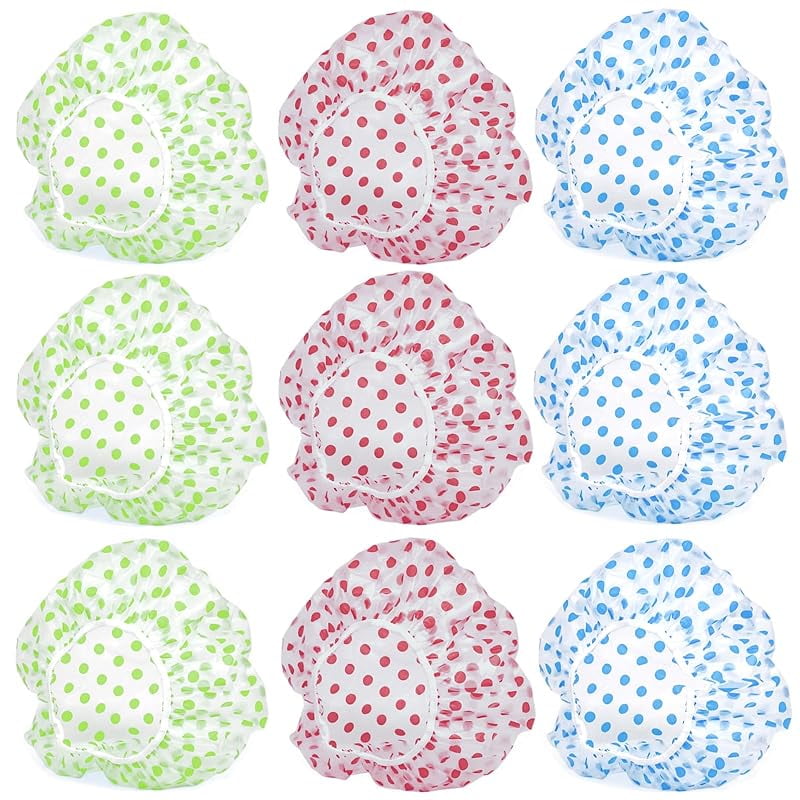 3PCS Shower Caps, Elastic Reusable Waterproof Plastic Shower Cap for ...