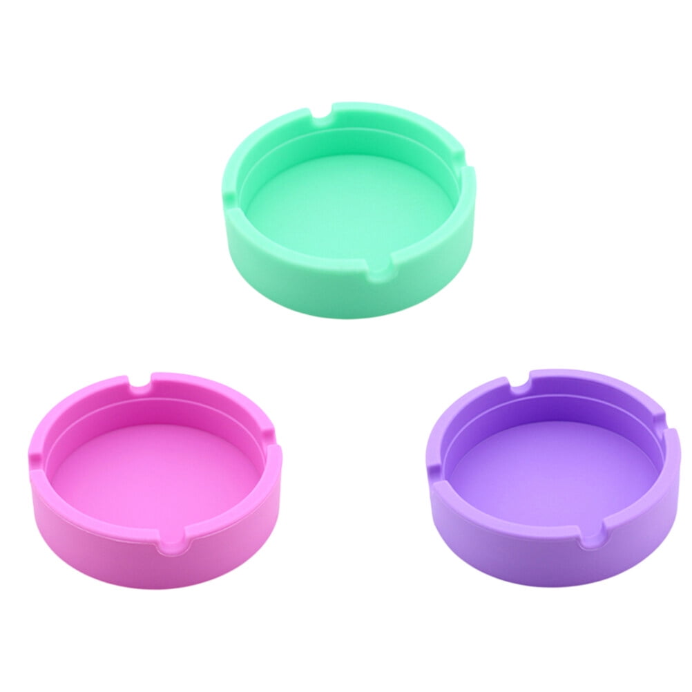 3PCS Silicone Ashtray Unbreakable Rubber Heat Resistant Round Shape ...
