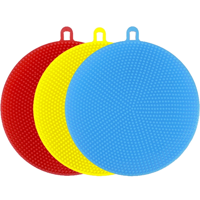 3PCS Silicone Dish Washing Brush Pot Pan Sponge Scrubber Silicone ...